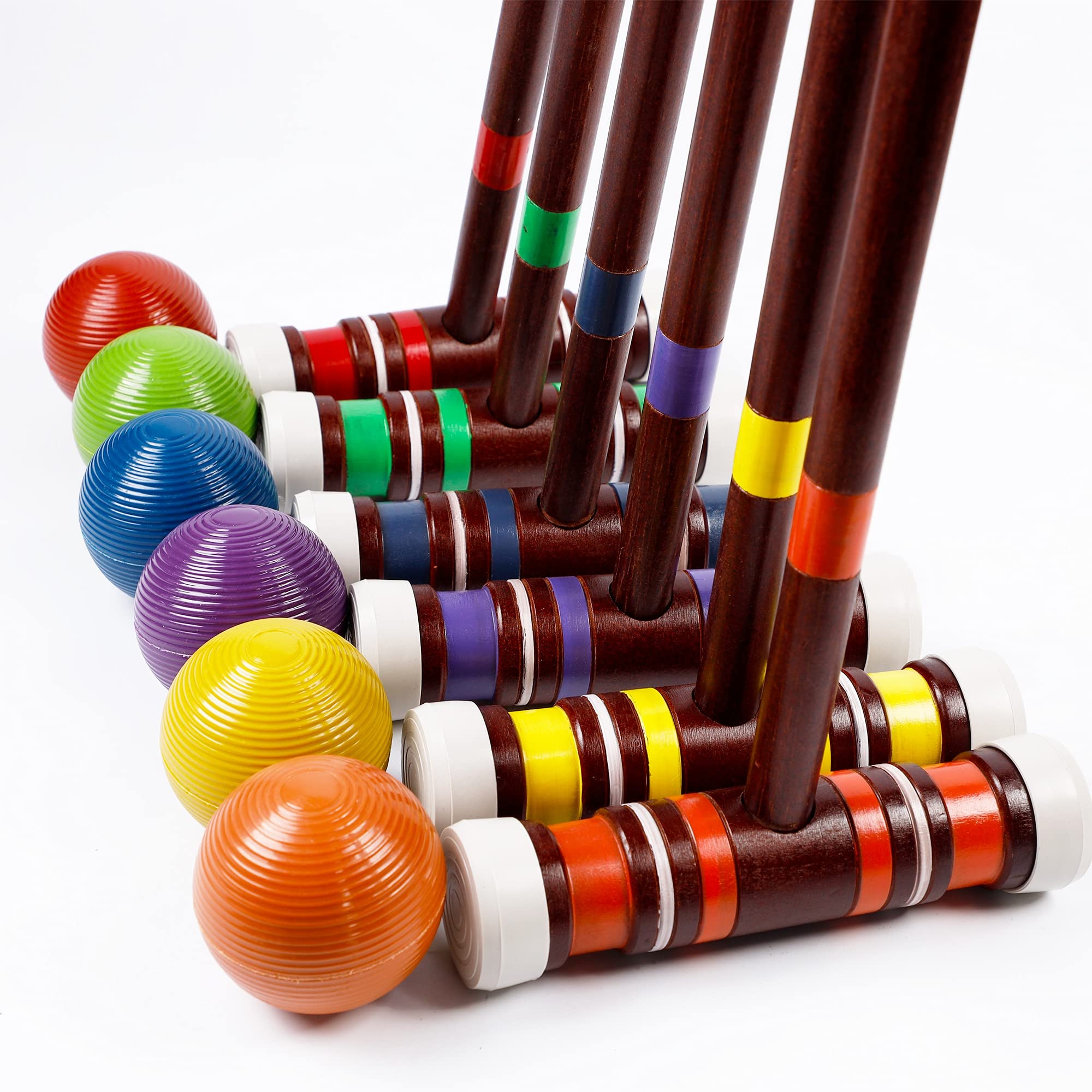 Juegoal Six Player Croquet Set with Wooden Mallets Colored Balls for ...