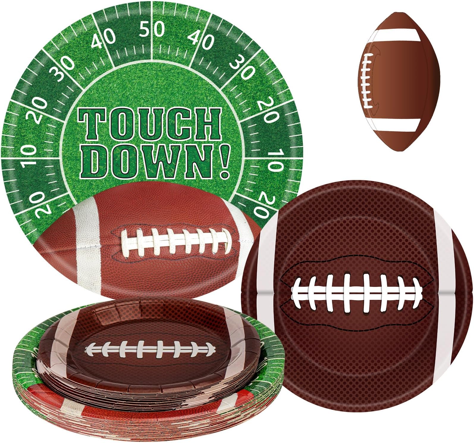 Amazon.com: 24 Pack Touchdown Football Plates Sets - Rugby Theme Party ...