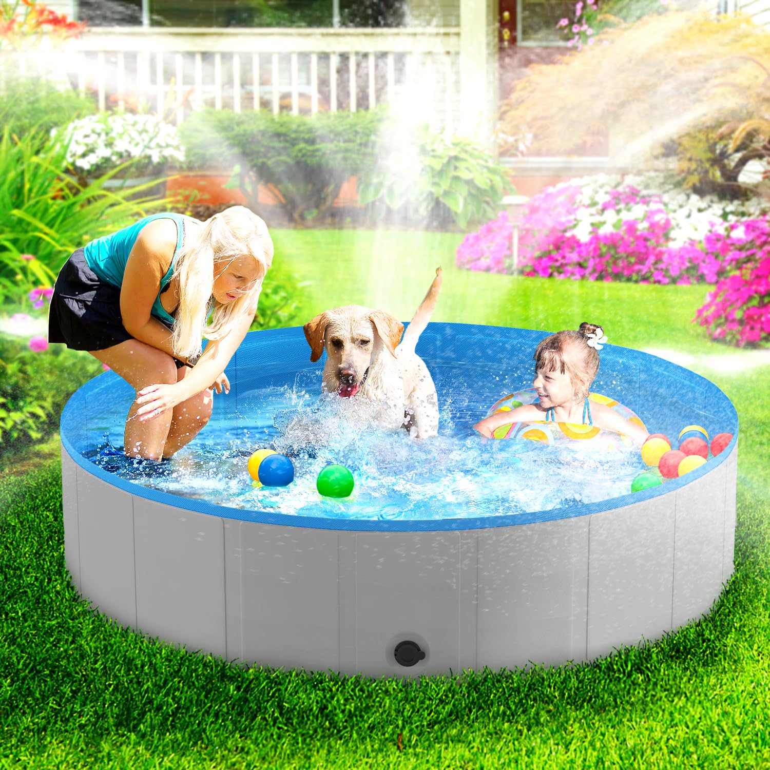 Snapklik.com : Foldable Dog Pool, Collapsible Hard Plastic Dog Swimming ...