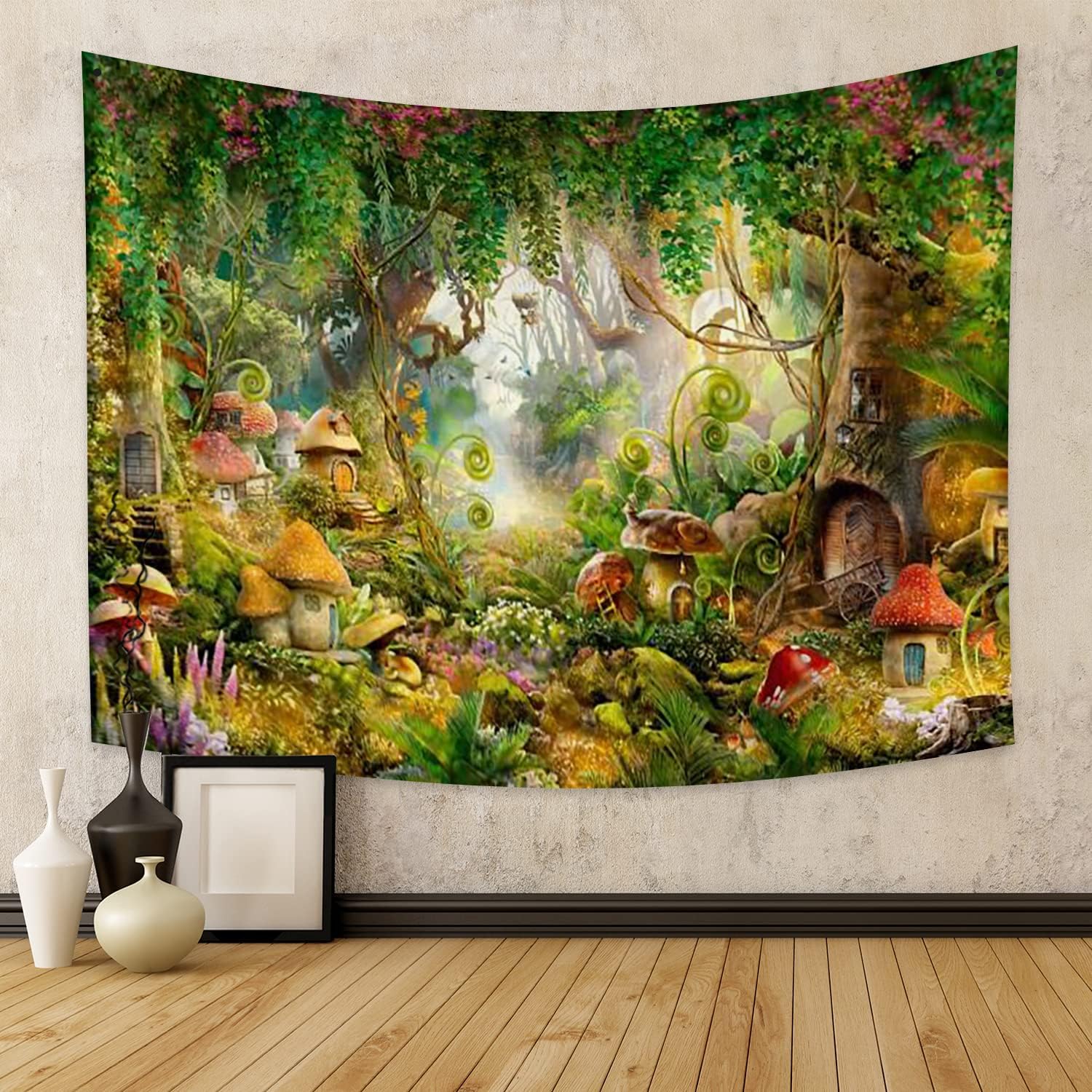Arrebolart Fairy Enchanted Forest Tapestry Magical Fairytale Green ...