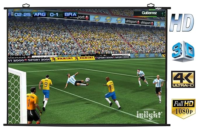 Inlight Map Type Projector Screen, 7 Feet(W) x 4 Feet(H) 16:9 Format ...