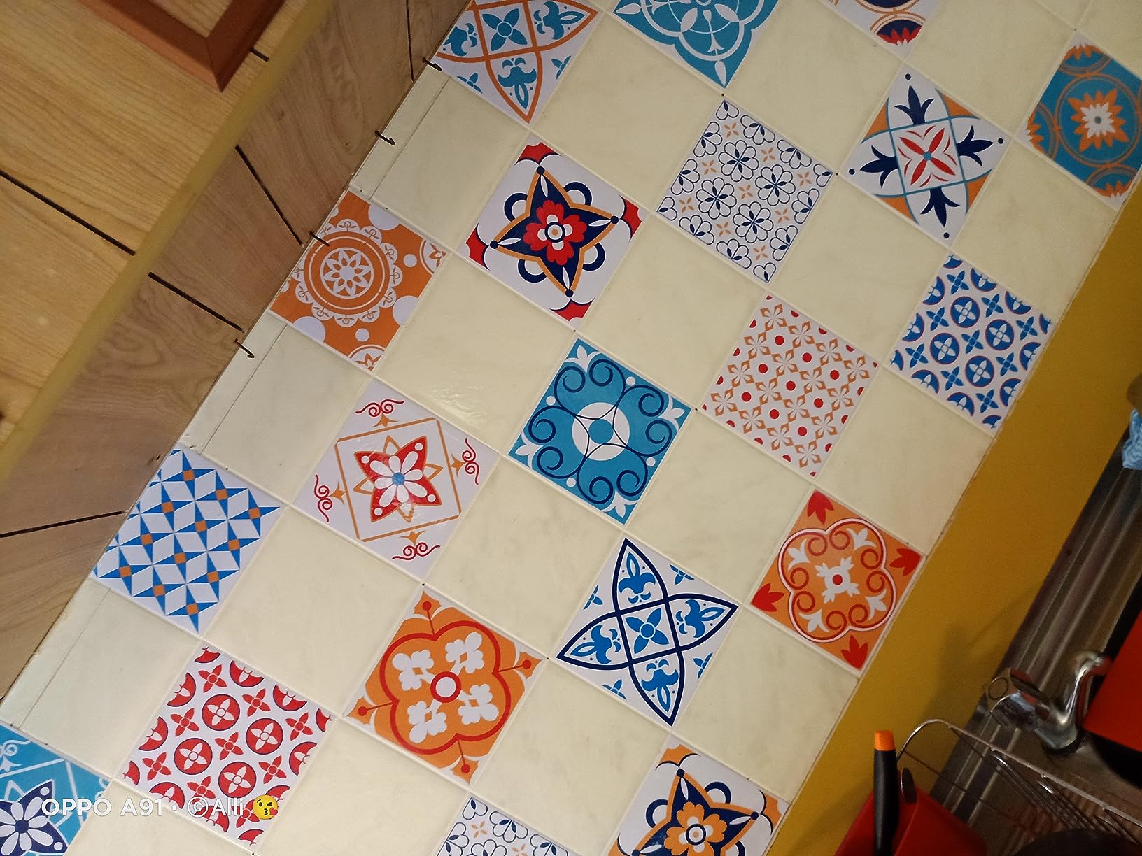 Moroccan Tile Stickers, 24PCS Decorative Square Self Adhesive ...