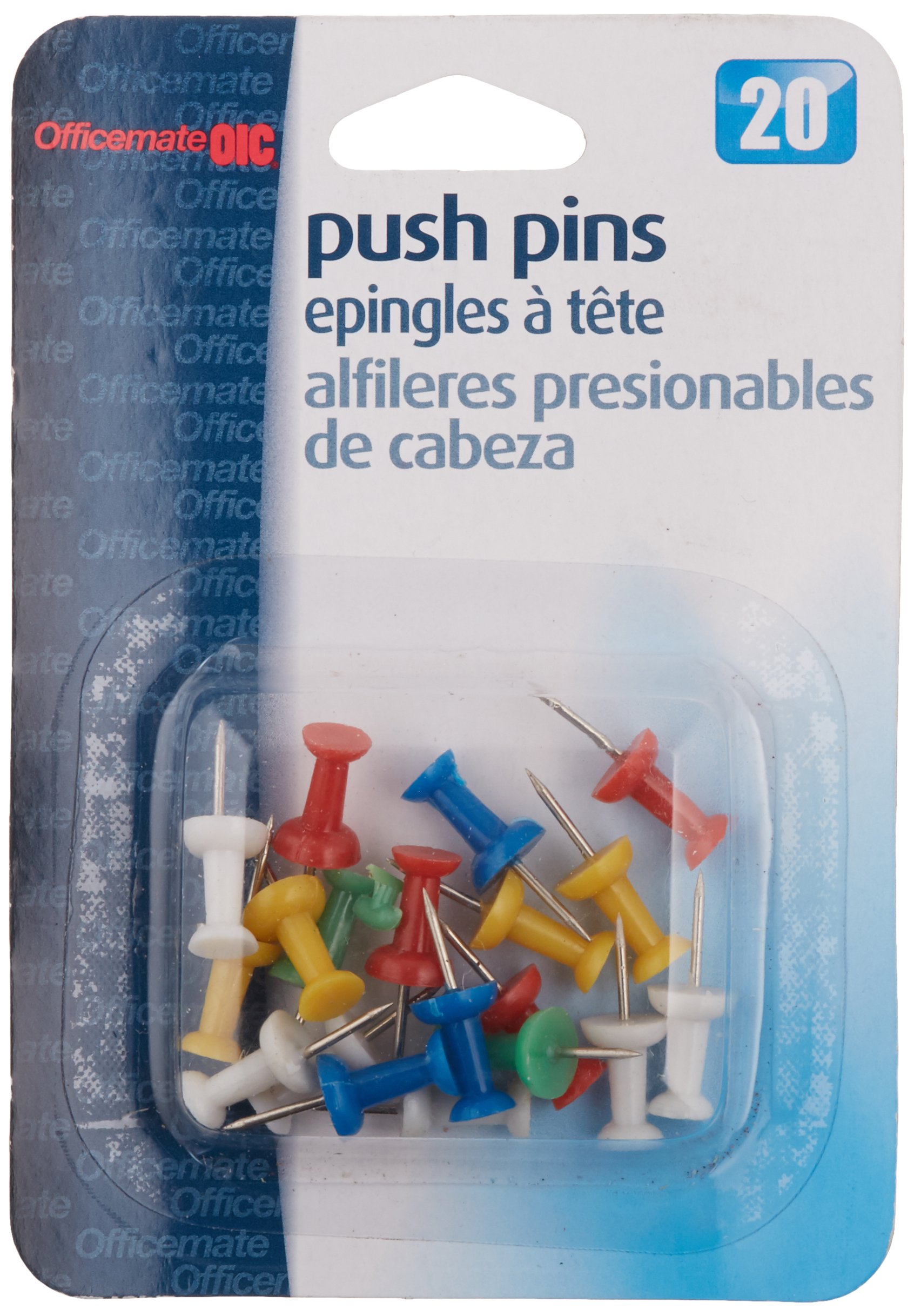 Officemate Oic Push Pins, Assorted Colors, 20 Per Pack (92600) : Amazon ...