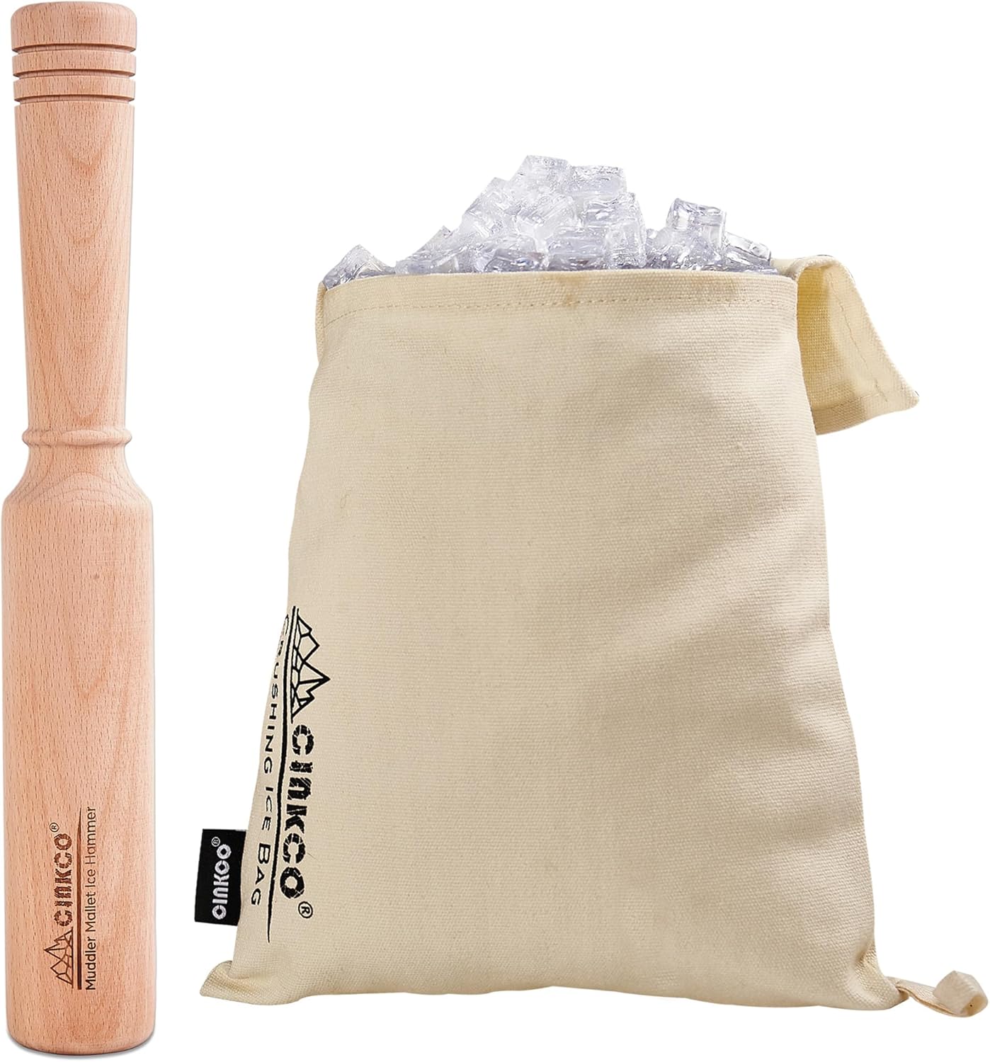 Amazon.com: CINKCO Wooden Muddler Mallet Lewis Bag Set Heavy Duty ...
