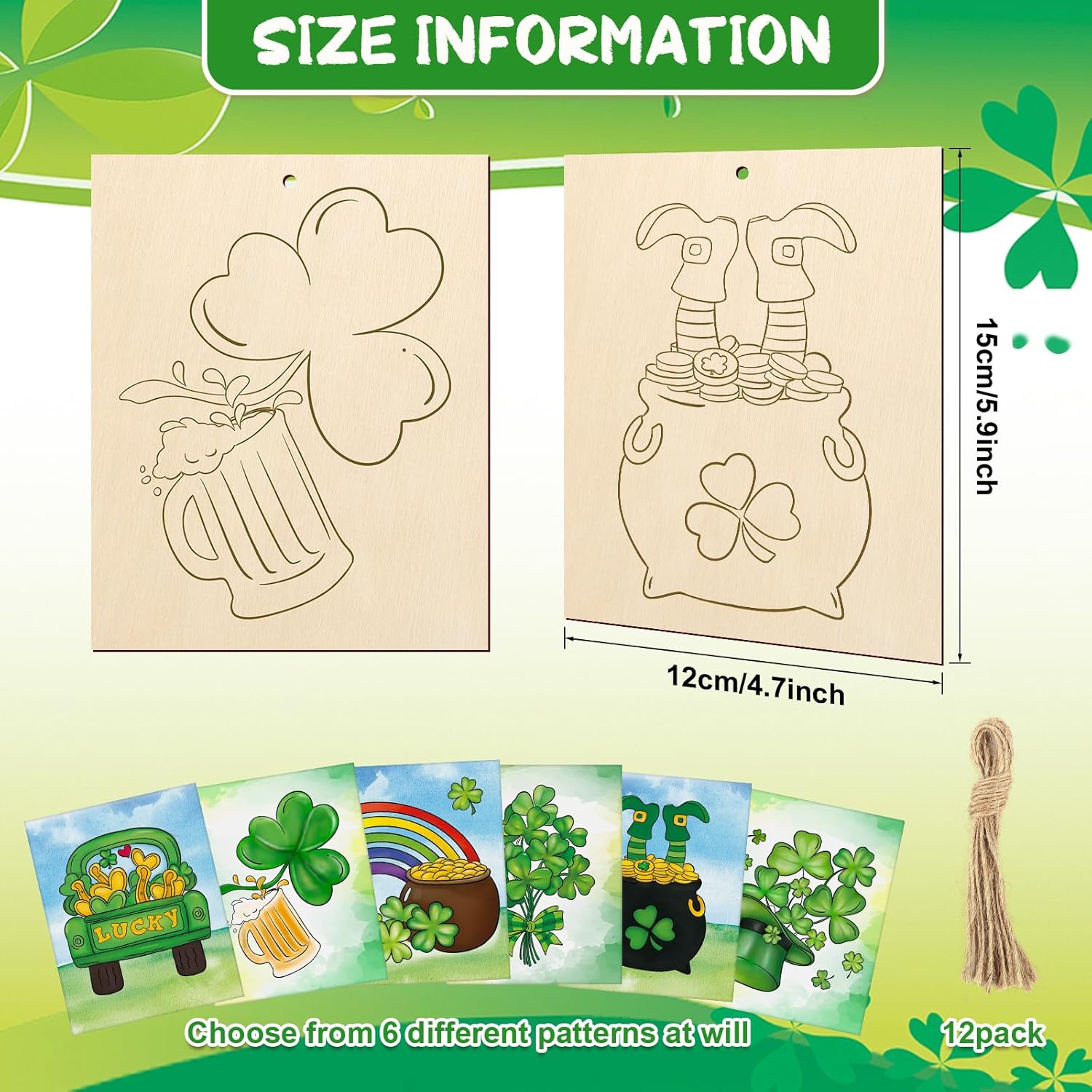 COCHIE Adornos de madera para pintar para niños, 12 piezas pintables ...