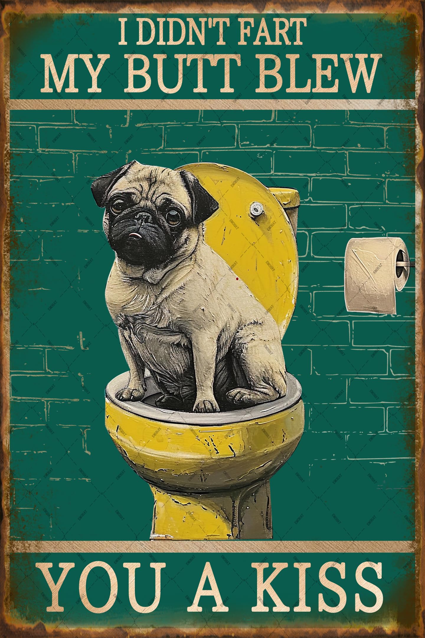 Amazon.com: EMOHAT Funny Pug Dog Metal Tin Sign I Didn't Fart My Butt ...