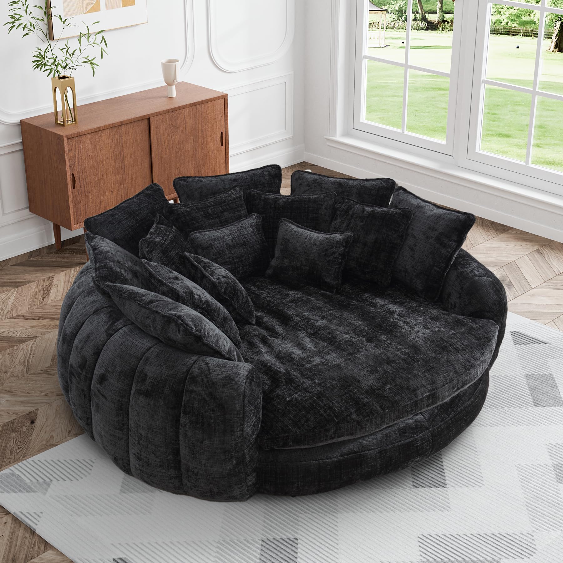 Amazon.com: Wrofly 81.1" W Oversized Round Chaise Lounge, Fluffy Lazy ...