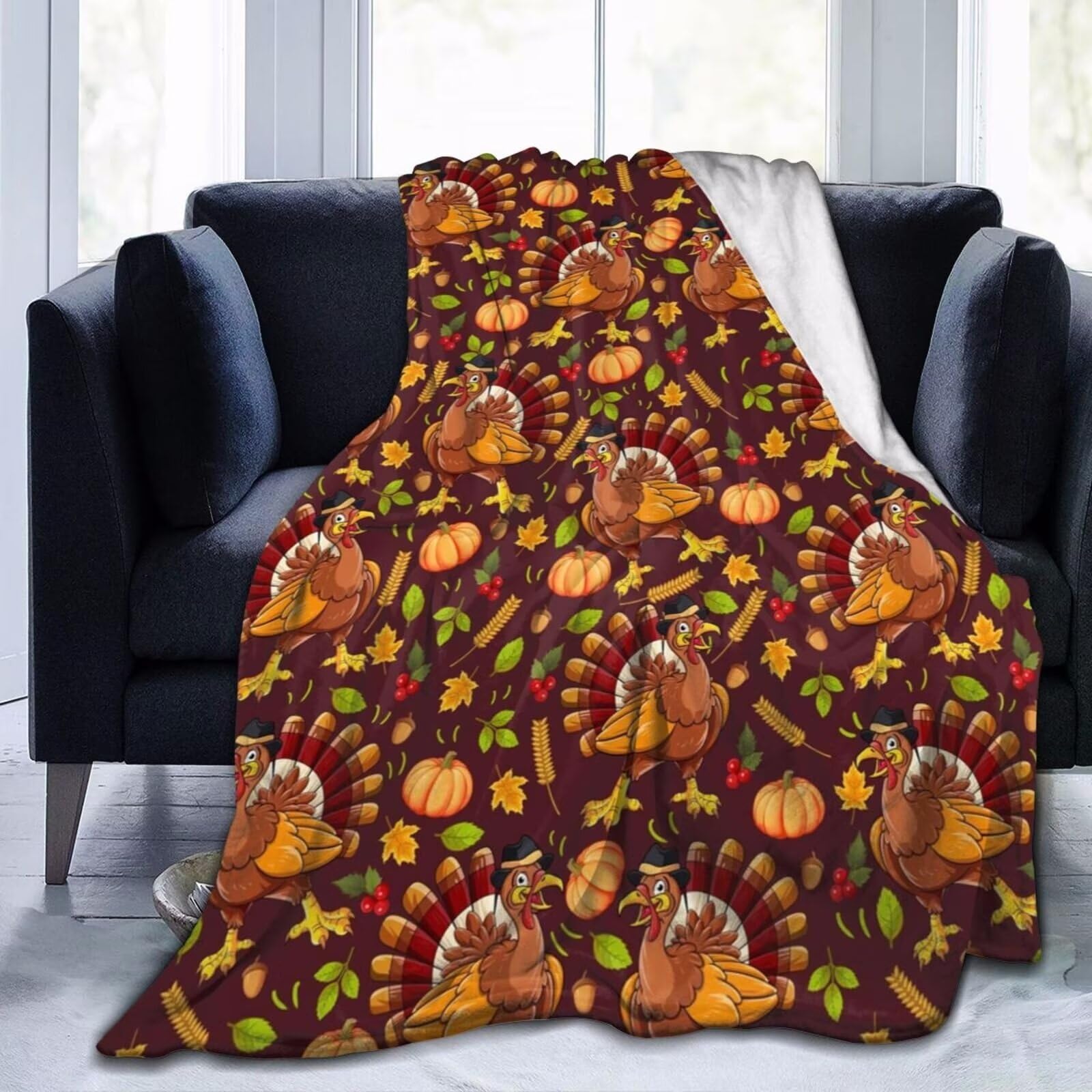 Amazon.com: Feim-AO Thanksgiving Turkey Blanket Fall Throw Blanket ...