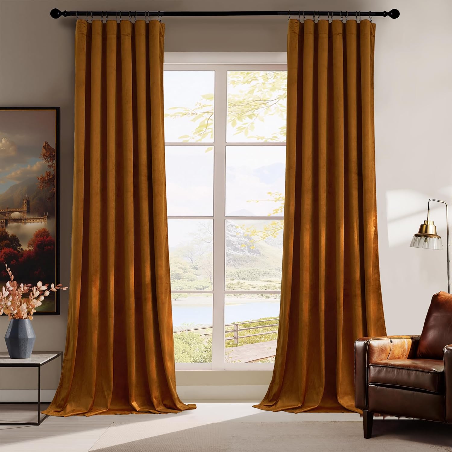 Amazon.com: RYB HOME Velvet Curtains 96 inch, Room Darkening Window ...