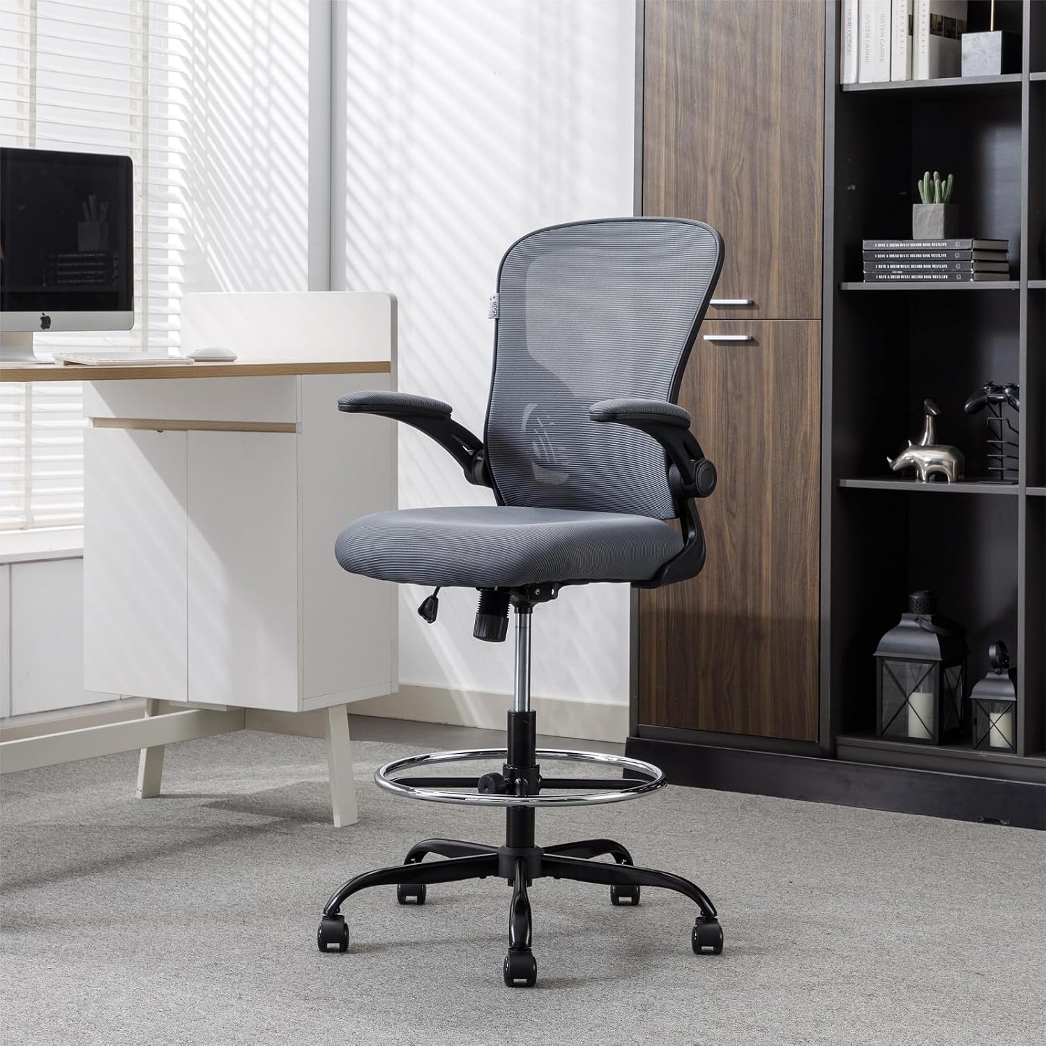 Amazon.com: Drafting Chair Tall Office Chair, Standing Desk Chair 3.9 ...