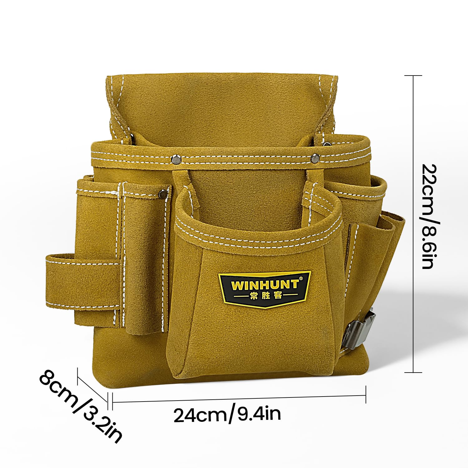Snapklik.com : Leather Tool Pouch, Multiple Pockets, Tan Suede ...
