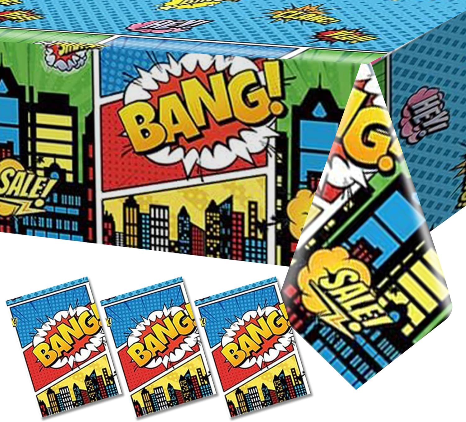 Amazon.com: 3 Pack Superhero Plastic Tablecloth Rectangular Table ...