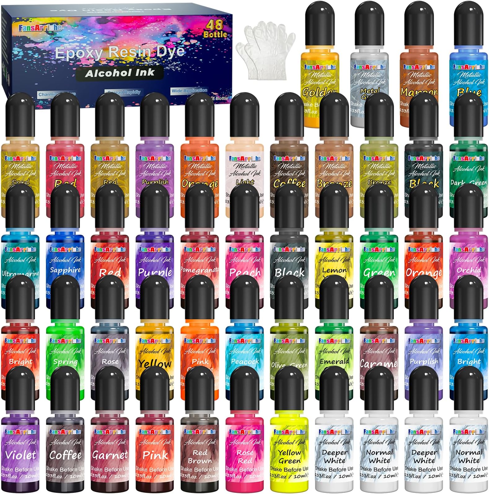 Amazon.com: Metallic Alcohol Ink Set - 12 Metal Color Alcohol-Based ...