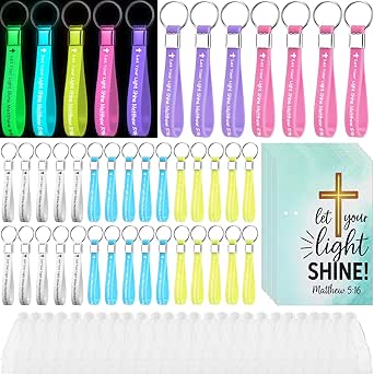 Crtiin 50 Set Glow in the Dark Christian Keychain Gifts Bulk ...