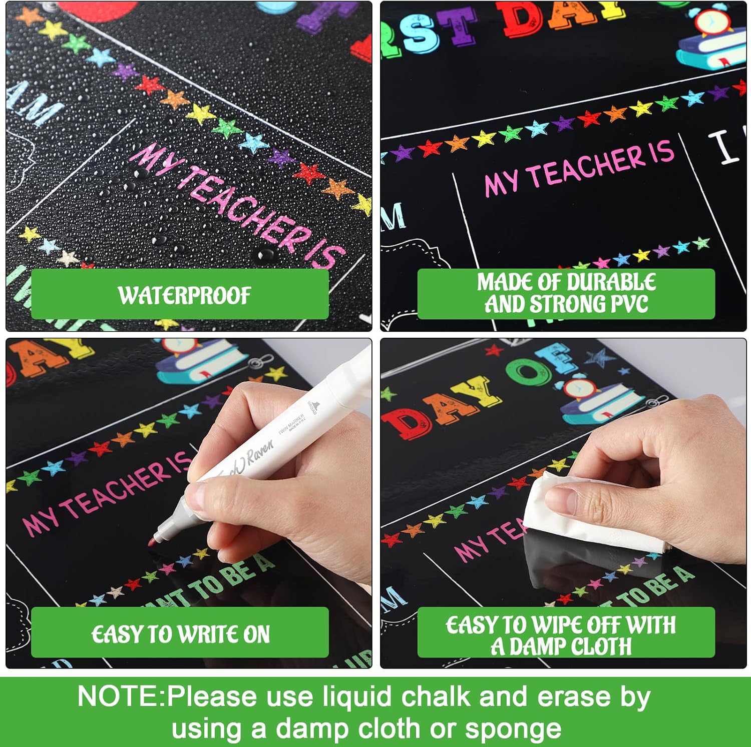 Buy First and Last Day of School Chalkboard First Day of School Board ...