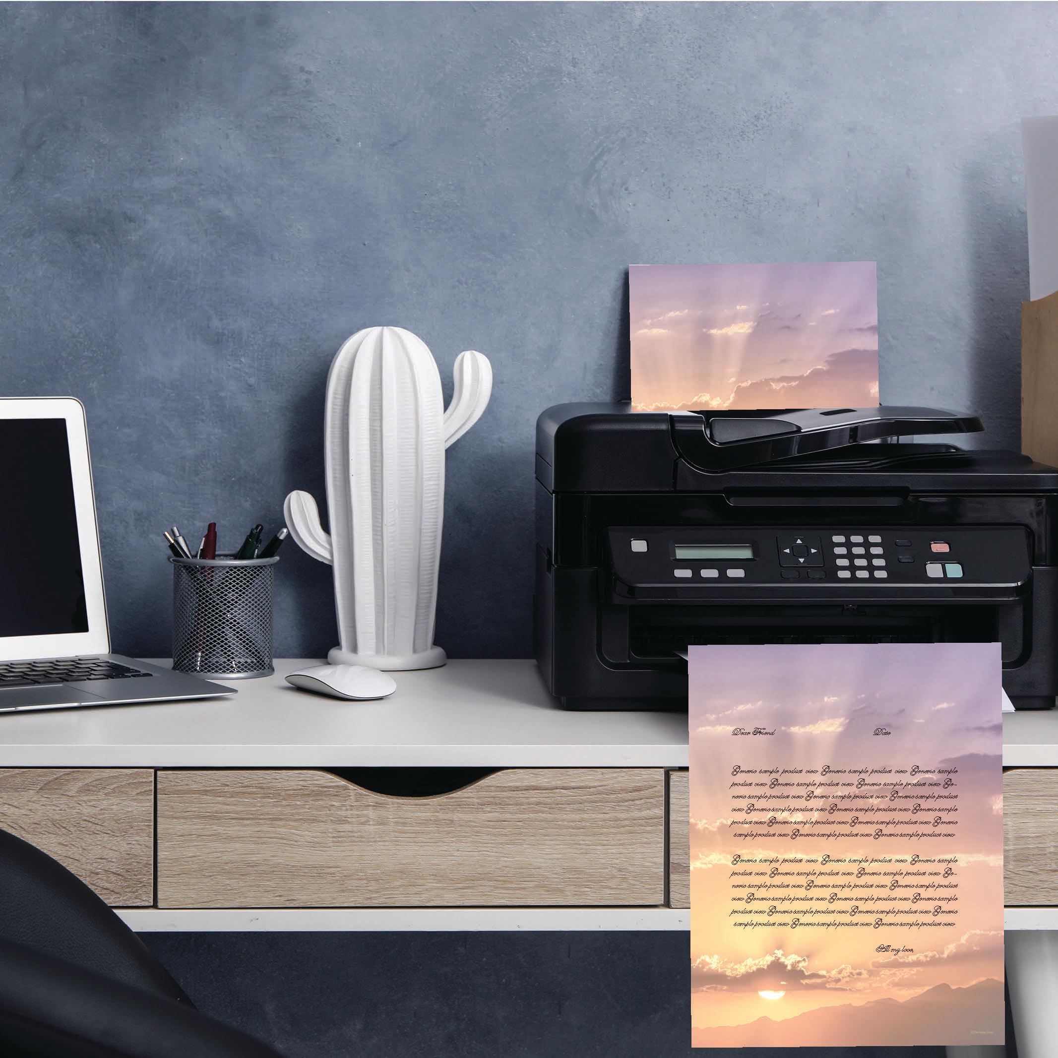 Decorative Printer Paper Sunset Themed Letterhead Paper - 100 Sheets ...