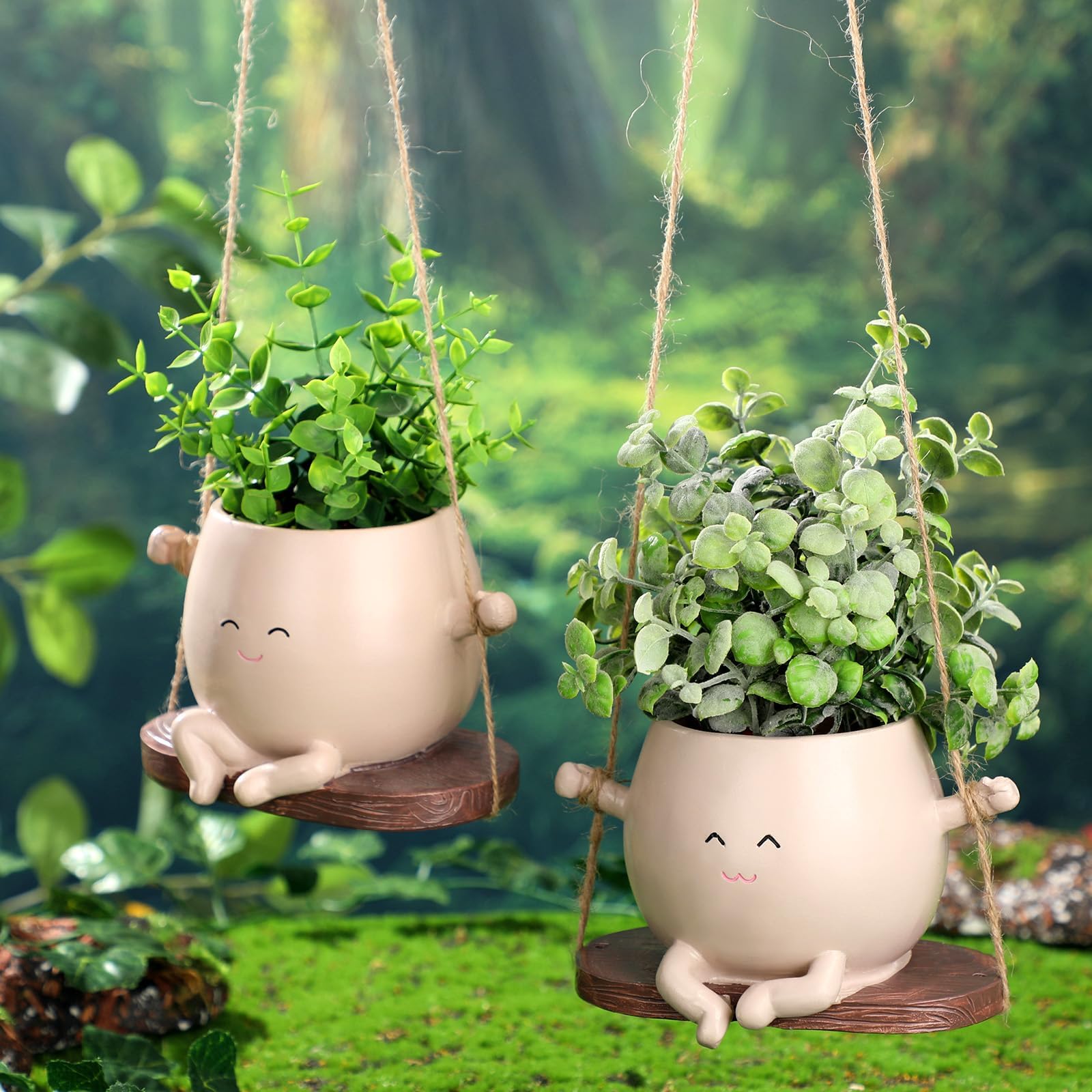 Amazon.com: Xzunk 2 Pcs Swing Hanging Planters for Indoor Plants ...