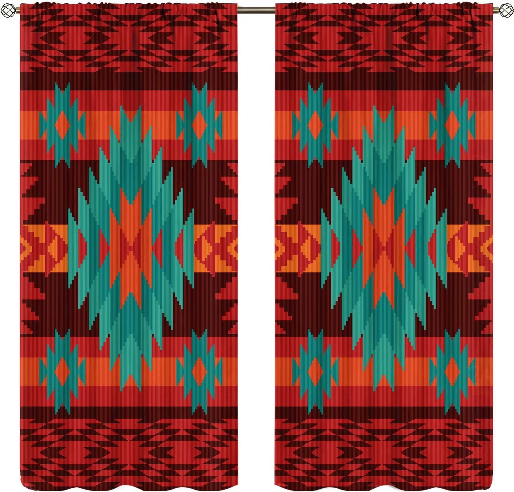 Amazon.com: Native American Aztec Curtain, Vintage Southwestern Navajo ...