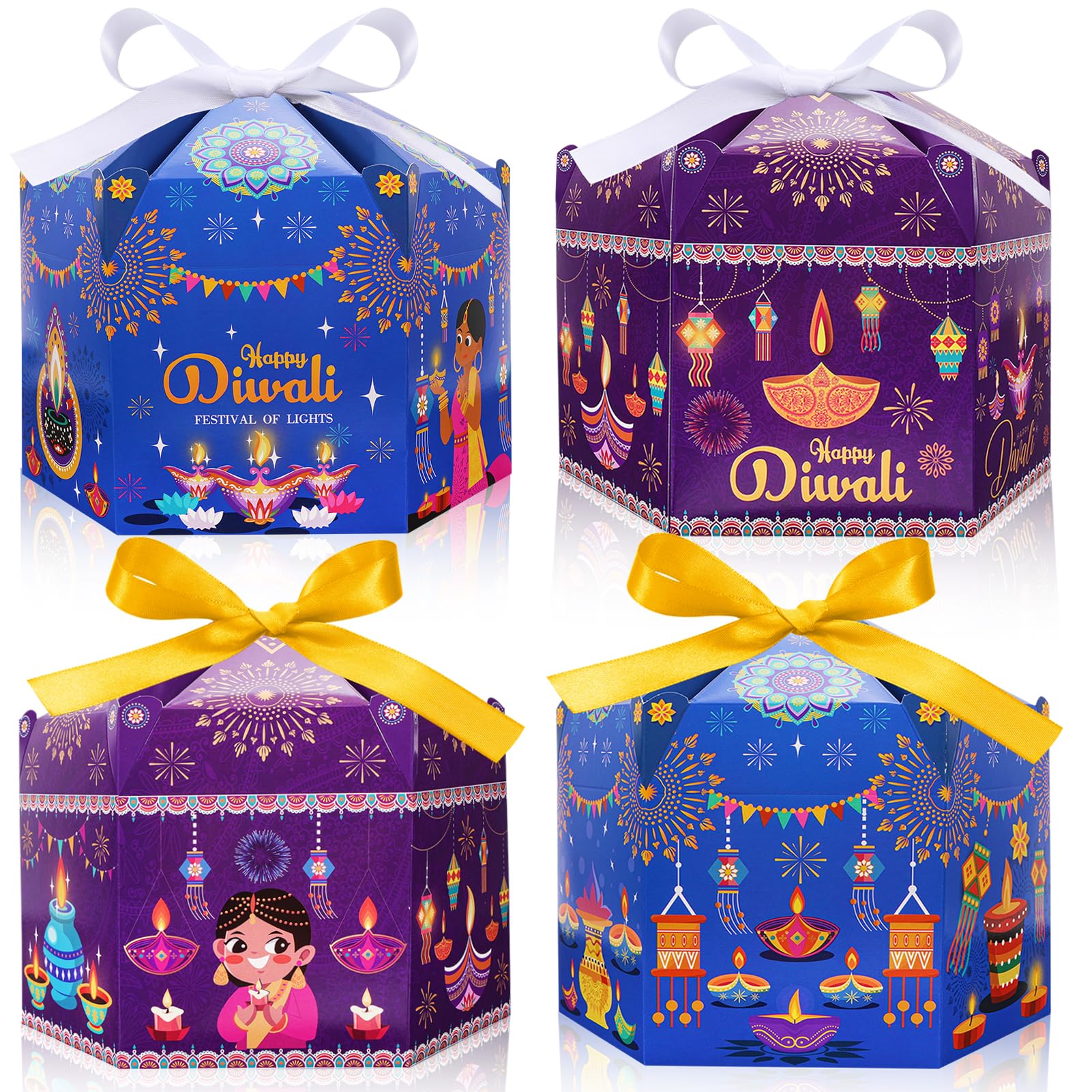 DPKOW 12pcs Happy Diwali Gift Boxes Indian Festival of Lights Party ...