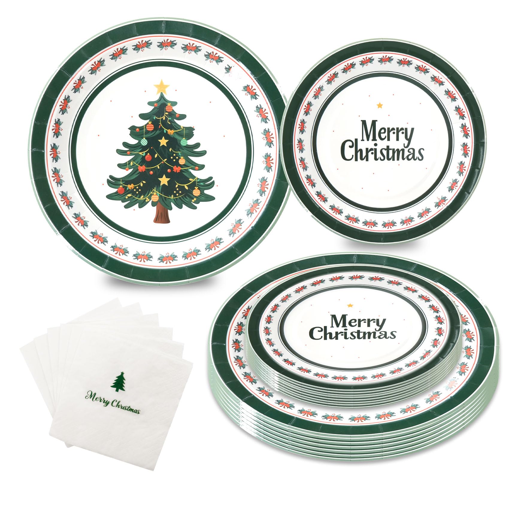 Amazon.com: himzoring 75Pcs Christmas Paper Plates - Christmas ...