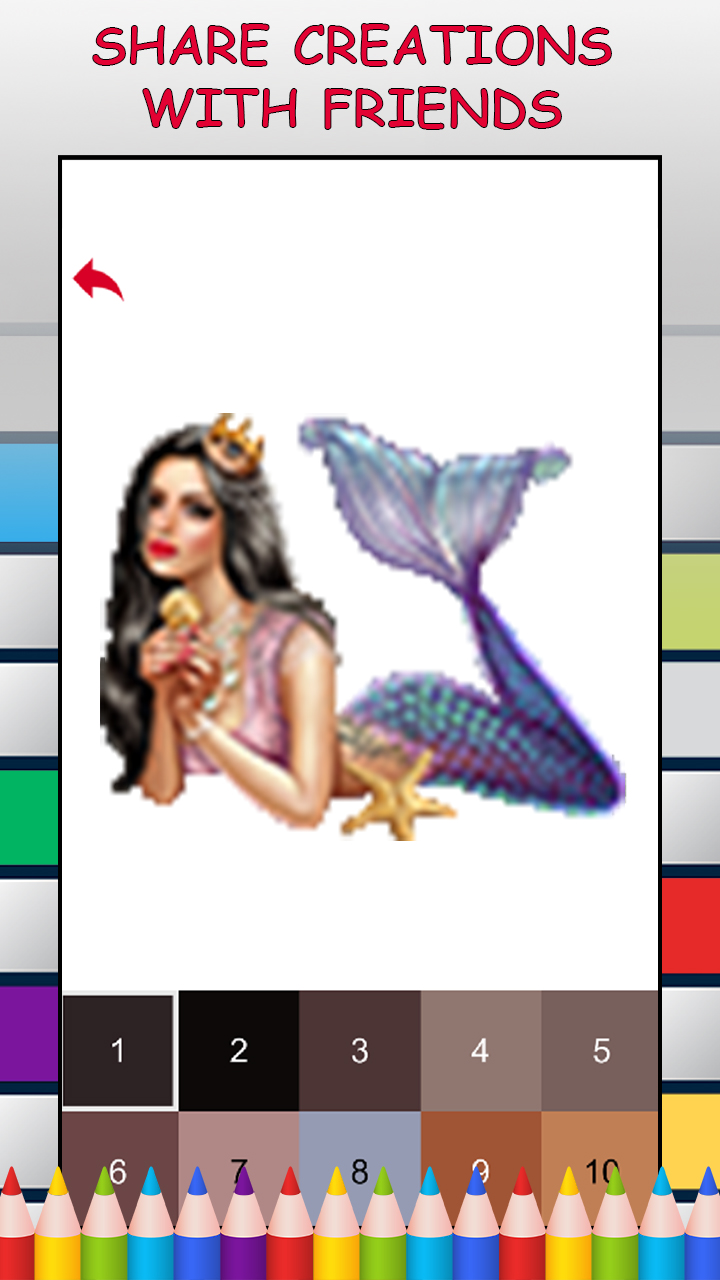 Mermaids Color by Number - Free Pixel Art Game - Coloring Book Pages ...