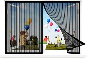 Screen Window with Magnets, 145 x 95 cm Mesh Curtain Fly Screens, Keep ...
