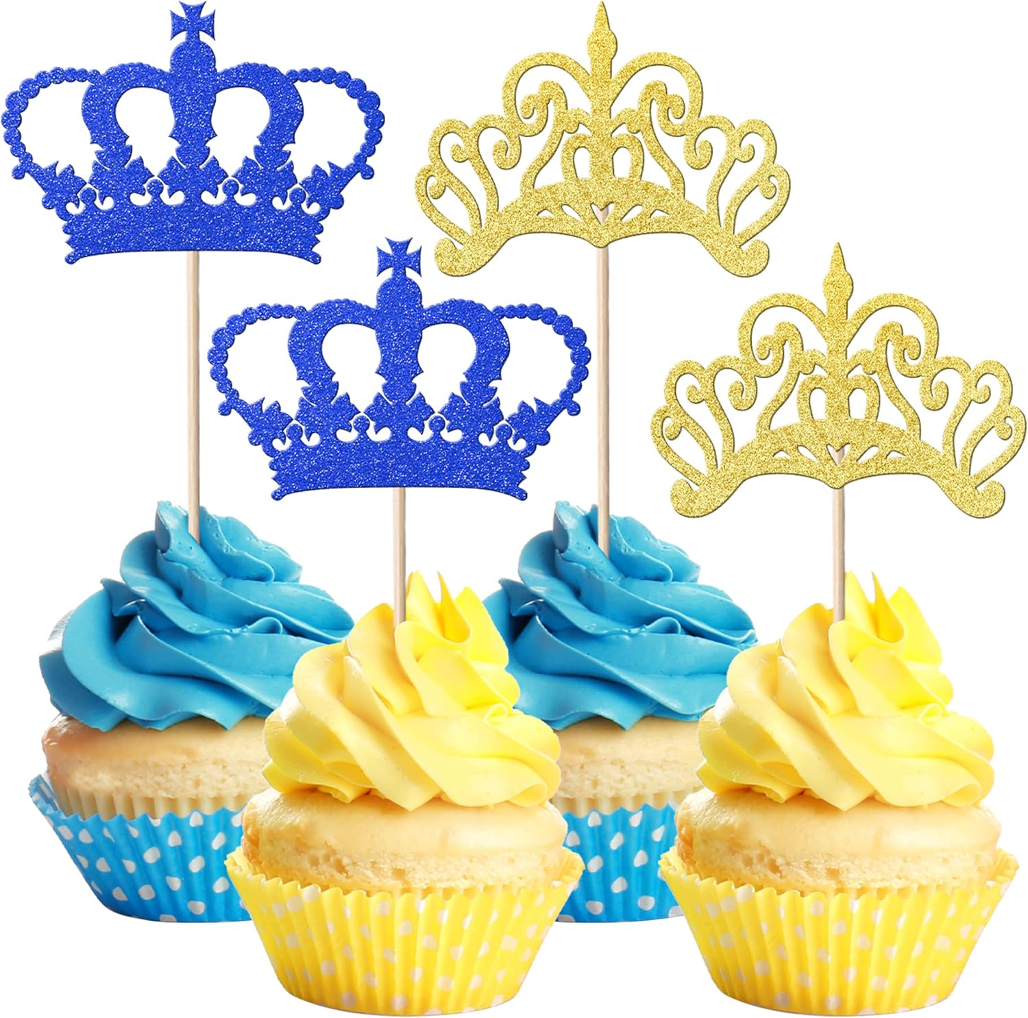 Amazon.com: 24 Pack Princess Crown Cupcke Toppers with Glitter Crown ...