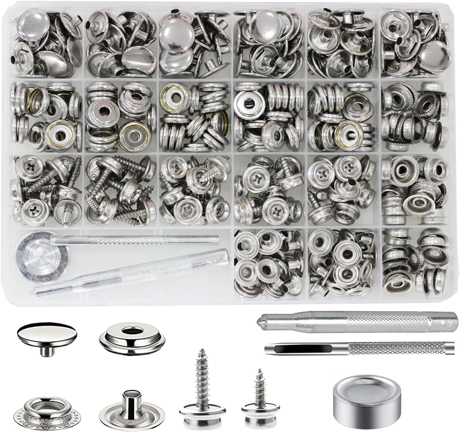 Stainless Steel Snap Fastener, 200 Pieces 15mm Heavy Duty Snap Button ...