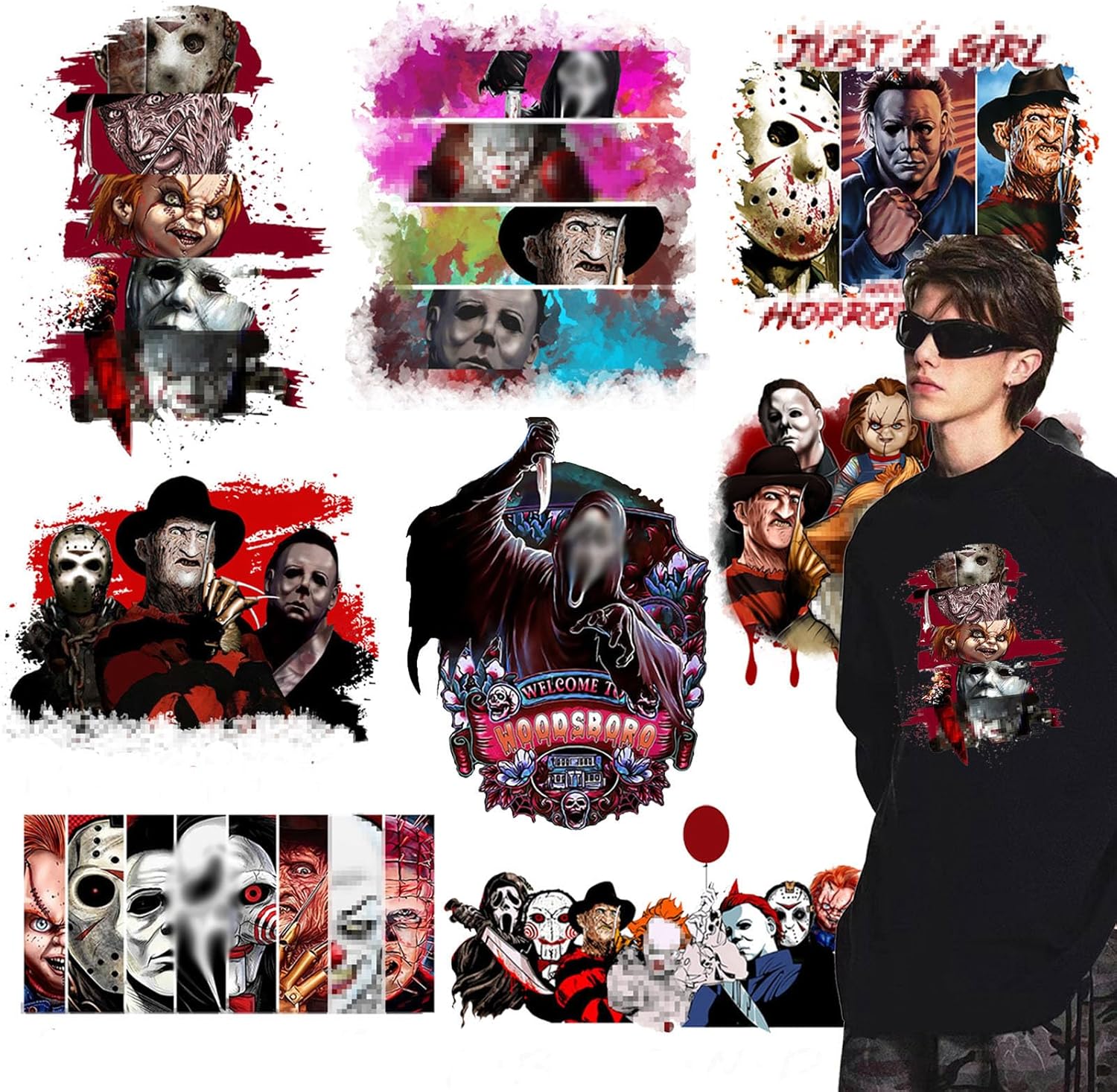 Amazon.com: Halloween Iron on transfers for T-Shirts Stickers 8 Sheet ...