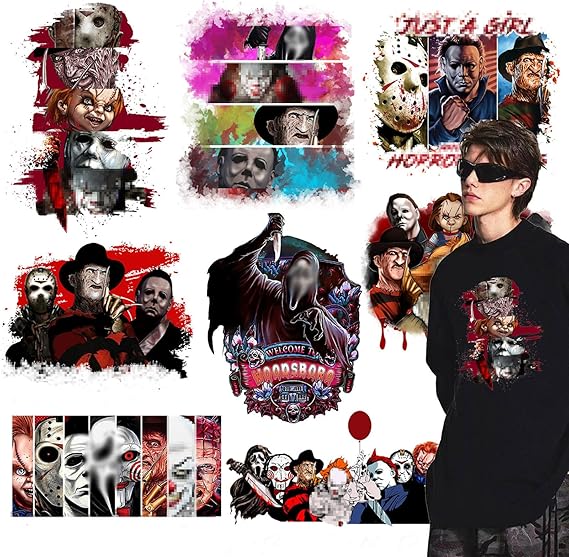 Amazon.com: Halloween Iron on transfers for T-Shirts Stickers 8 Sheet ...