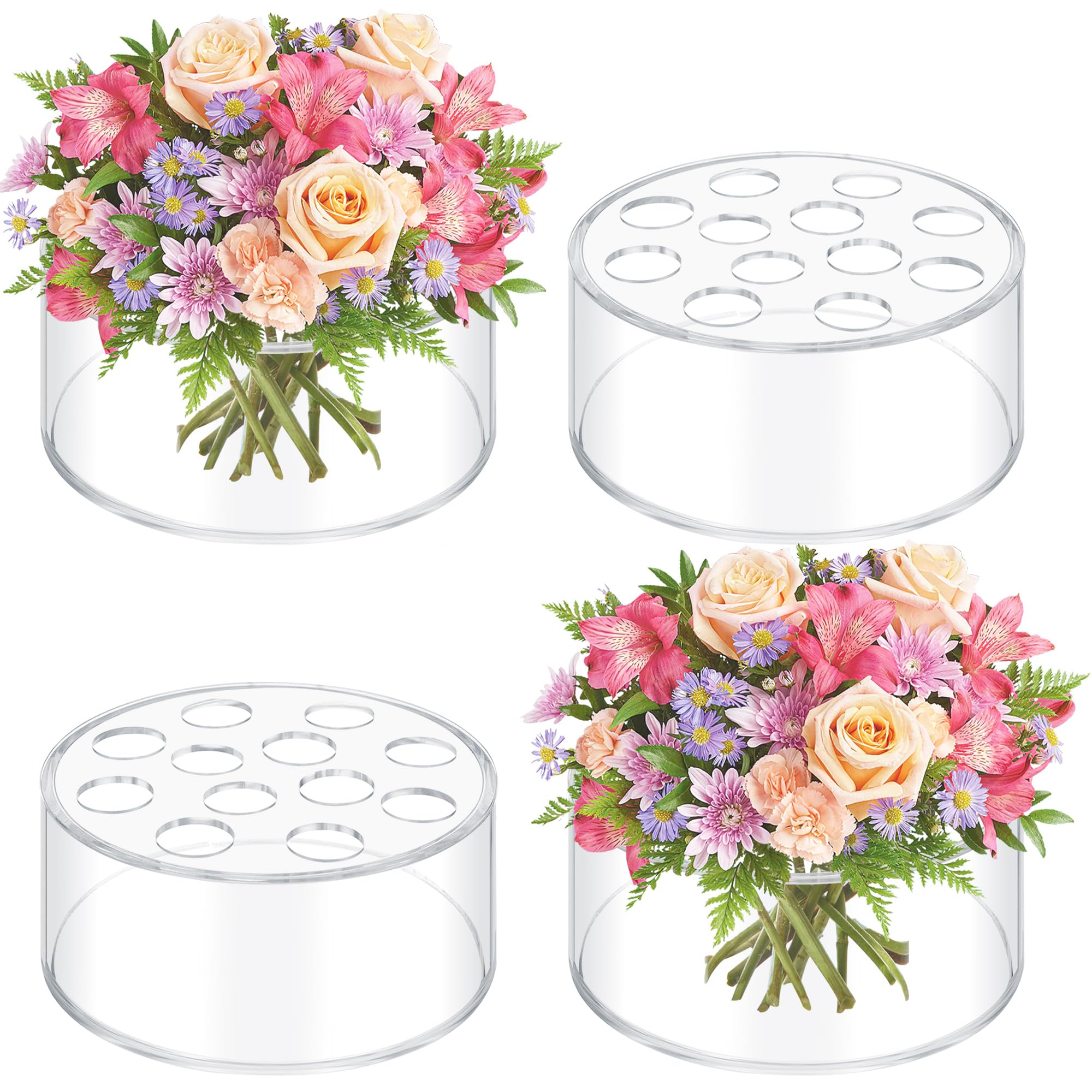 Amazon.com: Koretech 4 Pack Acrylic Flower Vase Round, Clear Vase ...