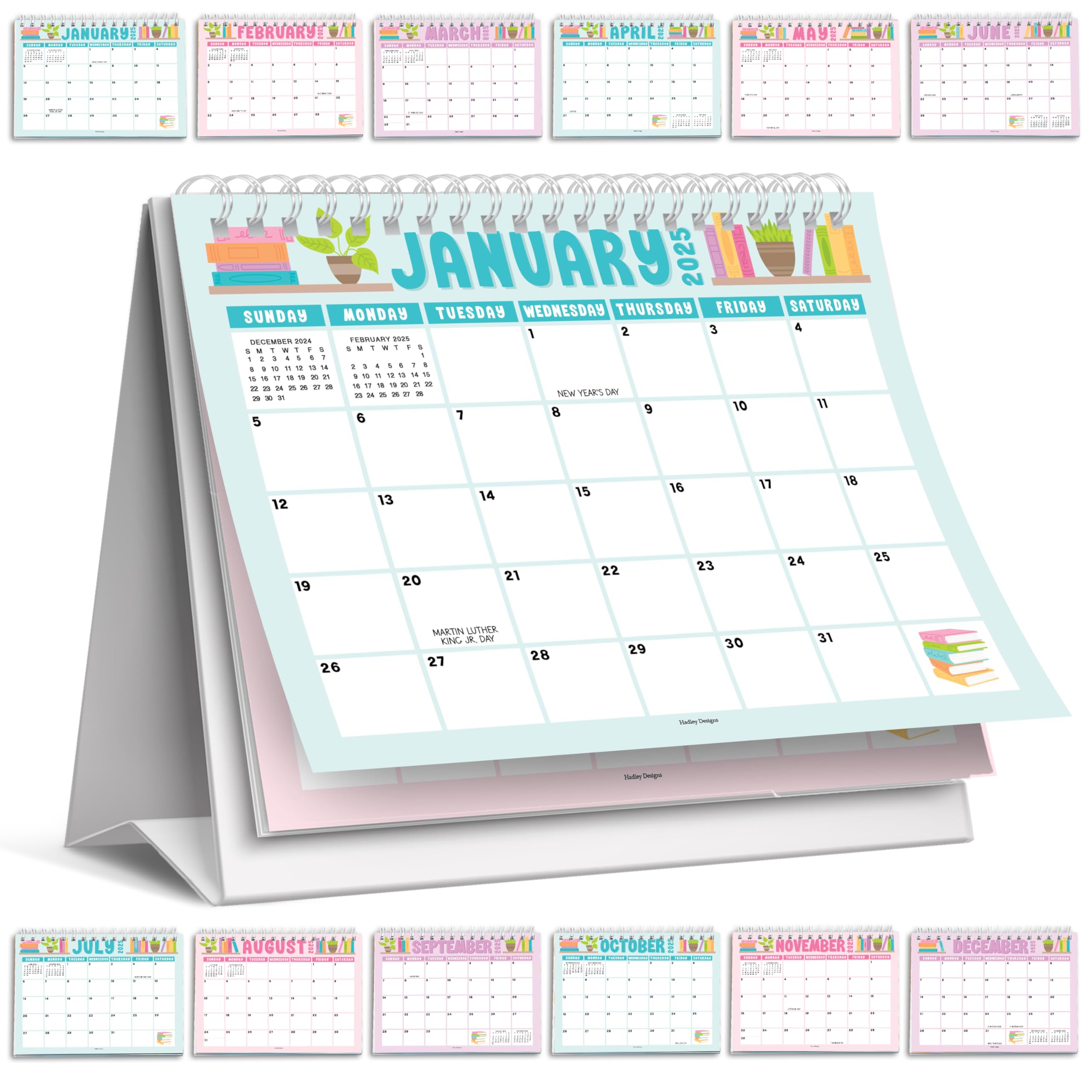 Snapklik.com : Small Desk Calendar 2025 18-Month Standing Flip Calendar ...
