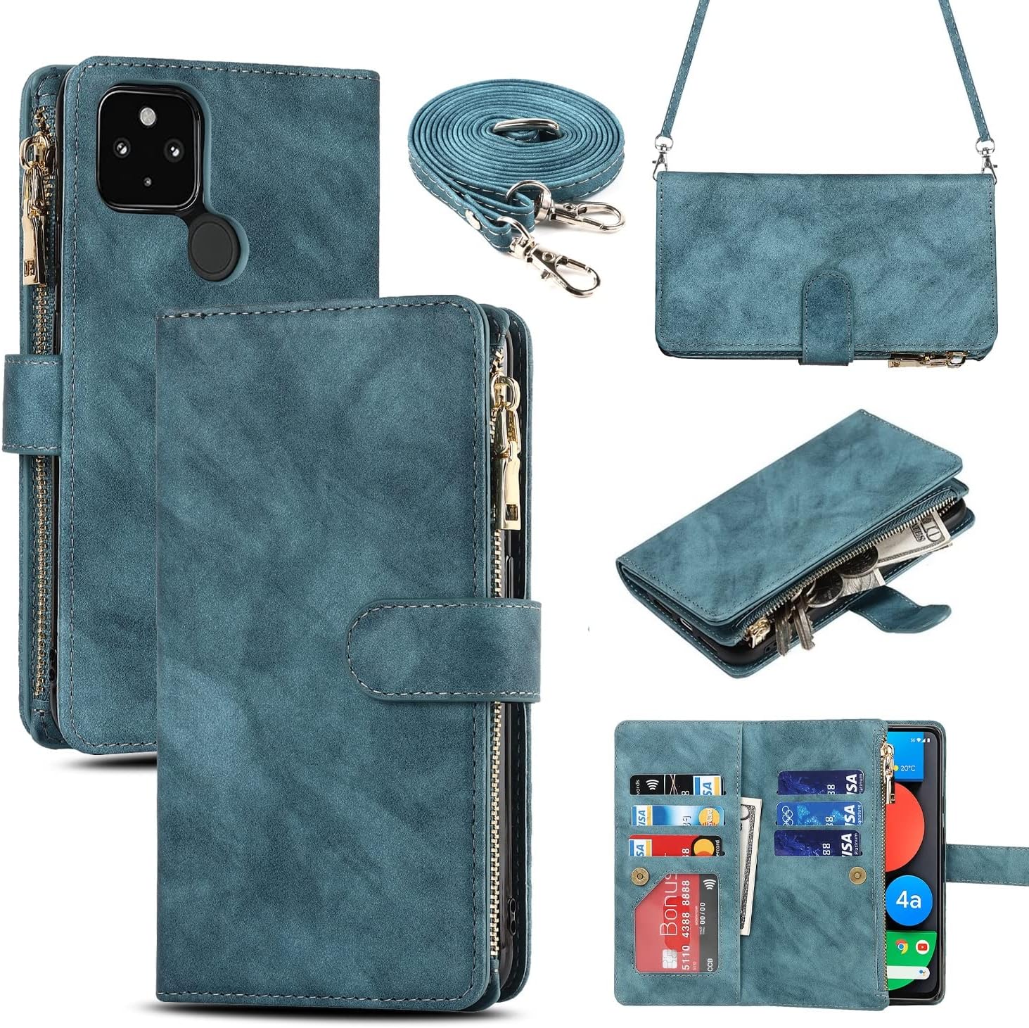 Amazon.com: iCoverCase for Google Pixel 4a 5G Wallet Case PU Leather ...