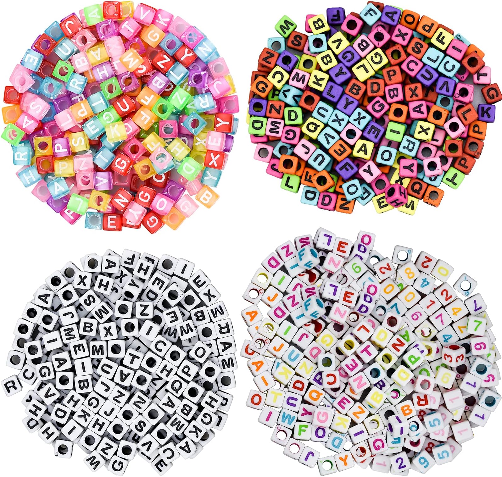 HERZWILD1000pcs Letter Beads,Acrylic Alphabet Cube Beads Craft Beads ...