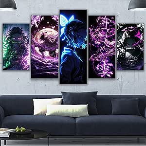 Amazon.com: Oil Painting Canvas Framed Art Anime Demon Slayer Kimetsu ...