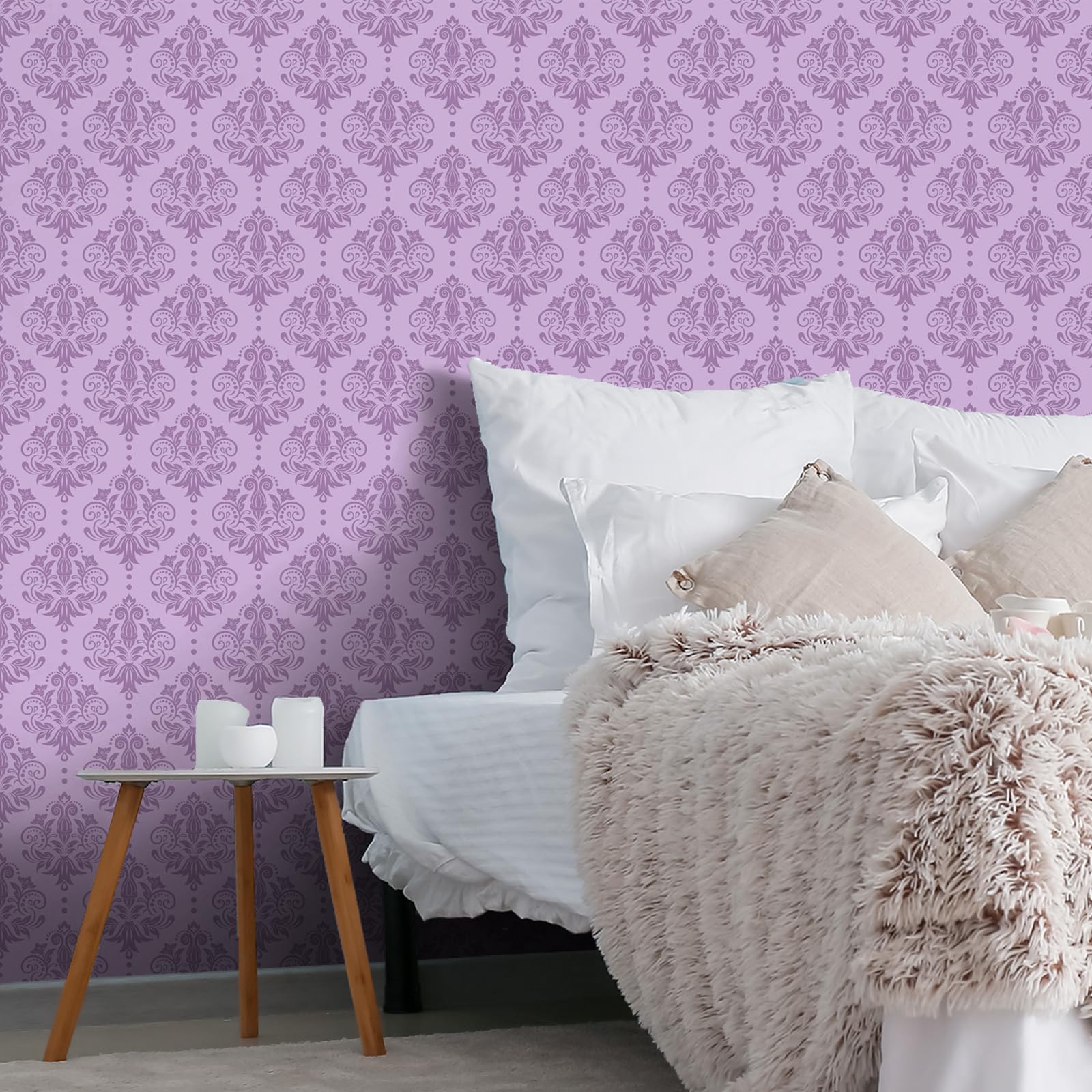 Purple And White Damask Background