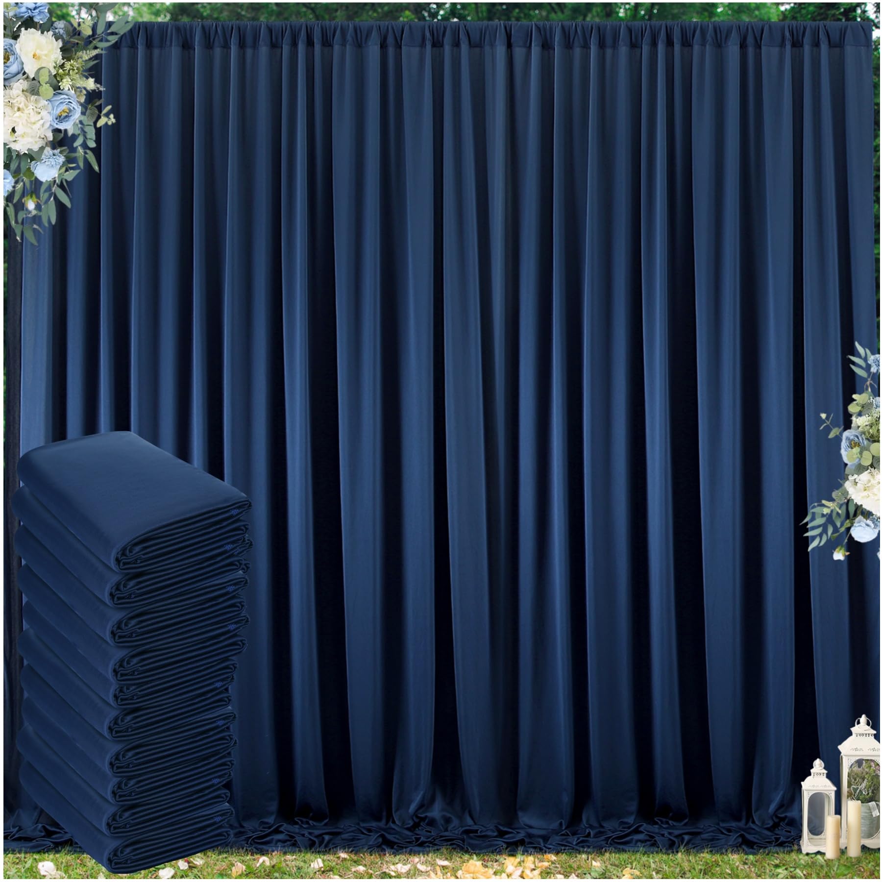 Amazon.com: 50 ft x 10 ft Wrinkle Free Navy Blue Backdrop Curtain for ...