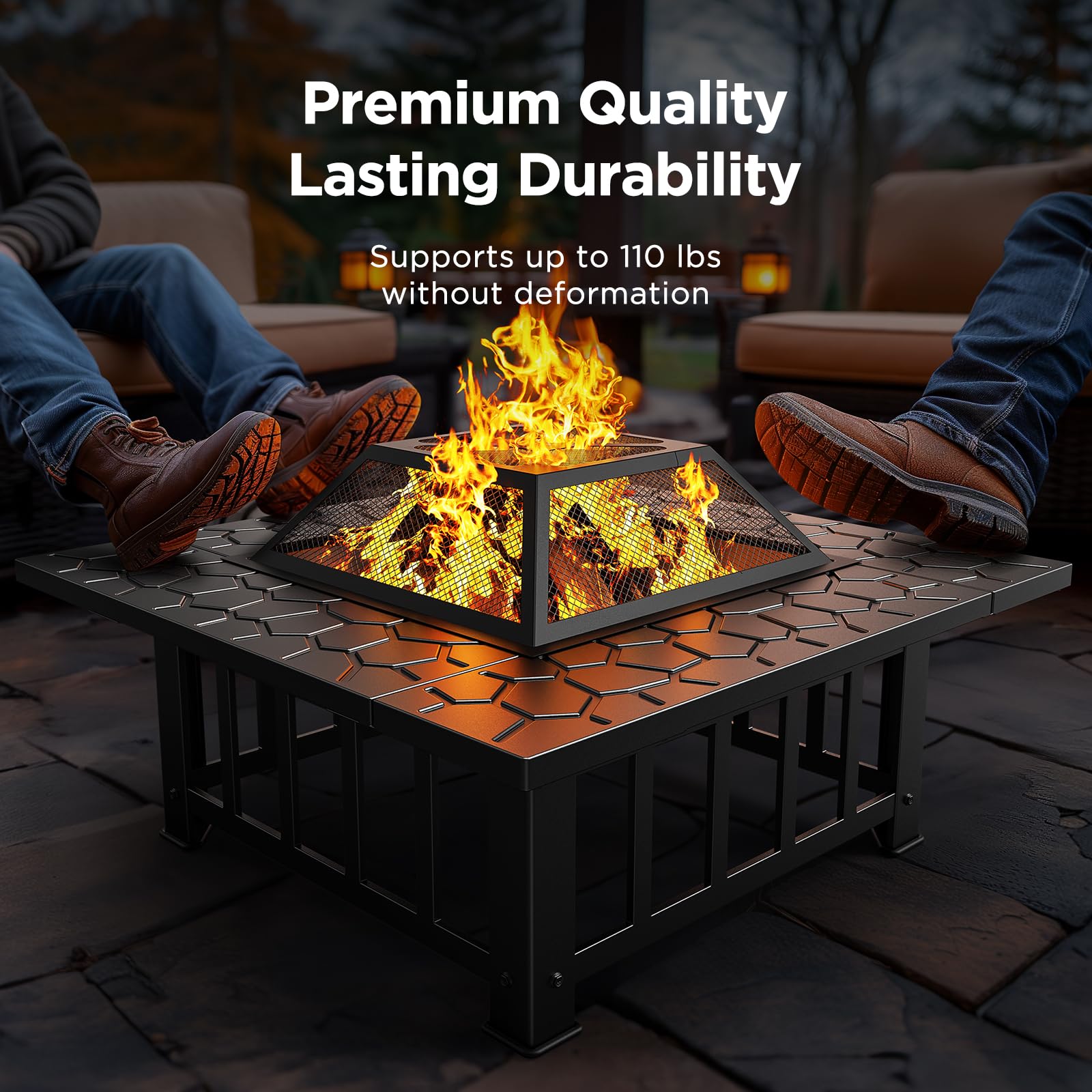 Ciays 32 inch Fire Pit 3-in-1 Multipurpose Outdoor Fire Pit Table with ...