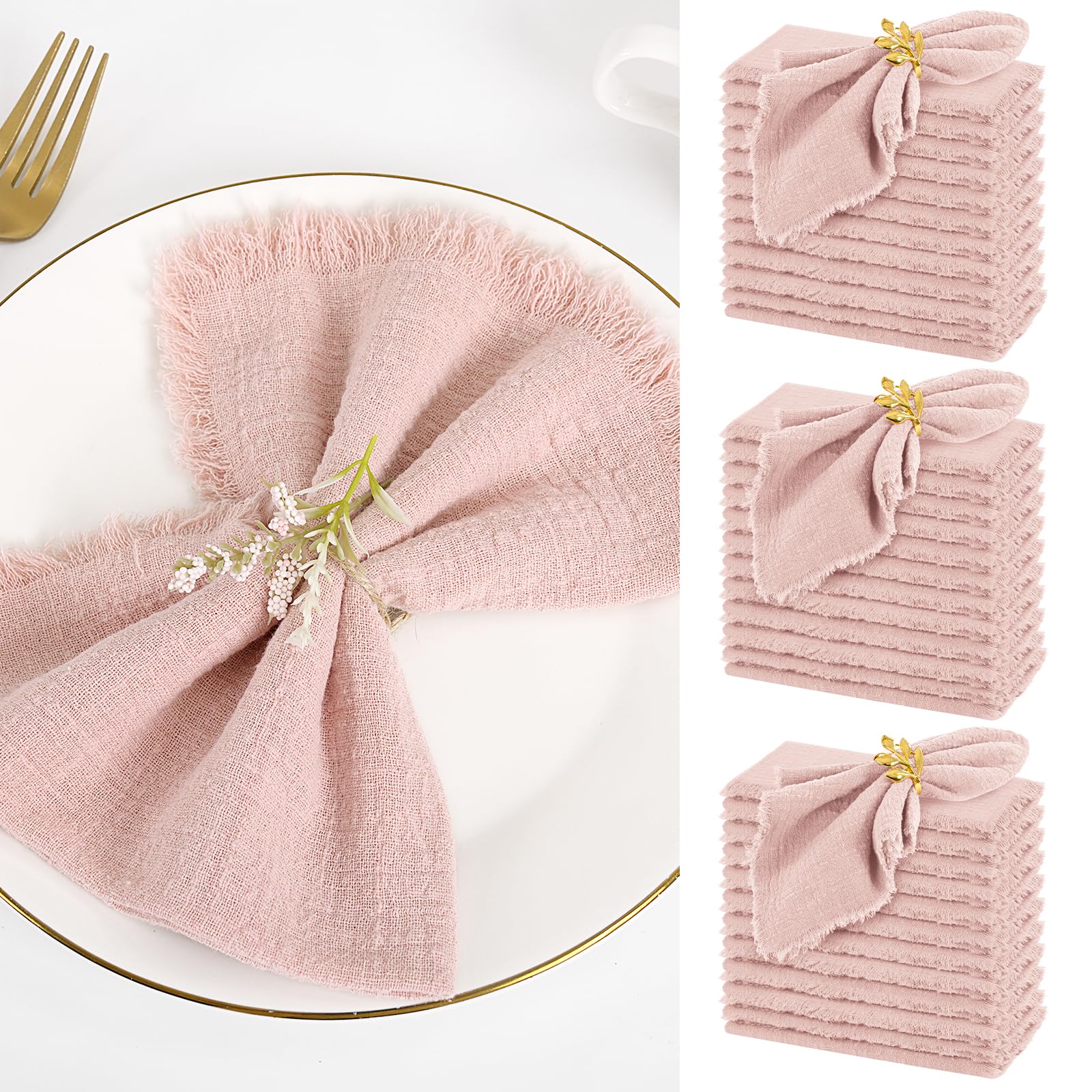 Amazon.com: 36 Pack Cotton Linen Napkins Handmade Cloth Napkins with ...