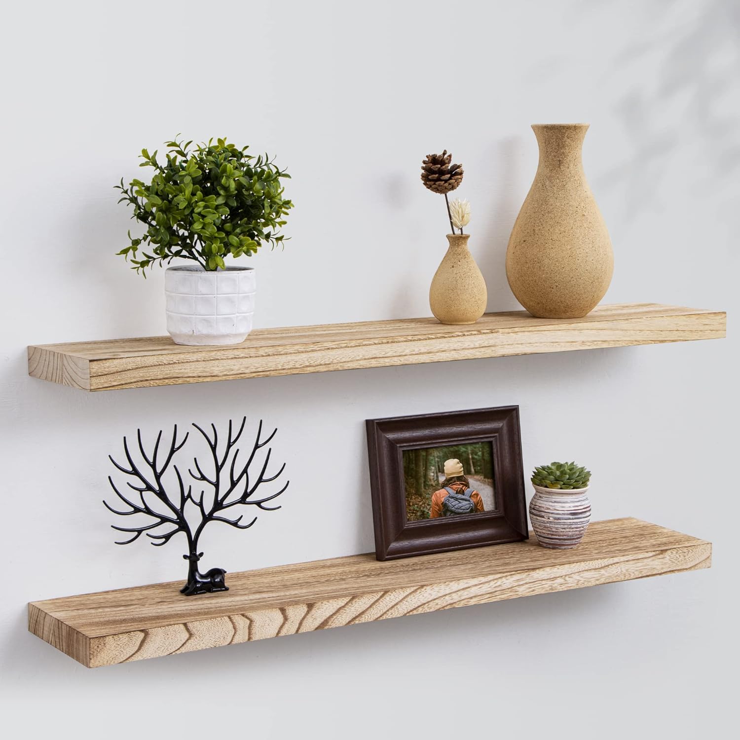 Amazon.com: Floating Shelves, 36 Inch Wall Shelf Set of 2, Rustic Wood Shelves for Wall Storage ...