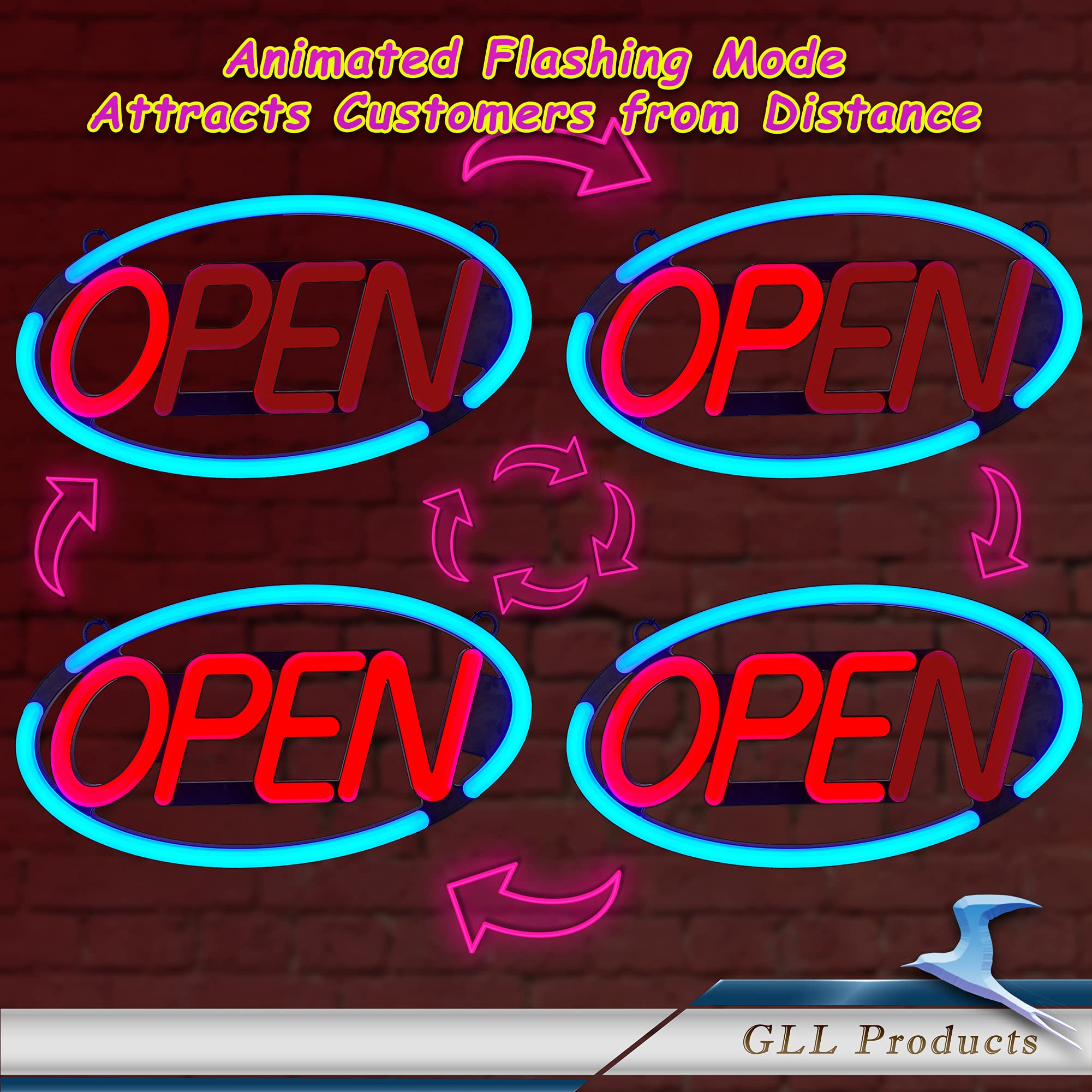 Open Sign for Business - Large Bright Neon Open Sign w/ Remote Control ...