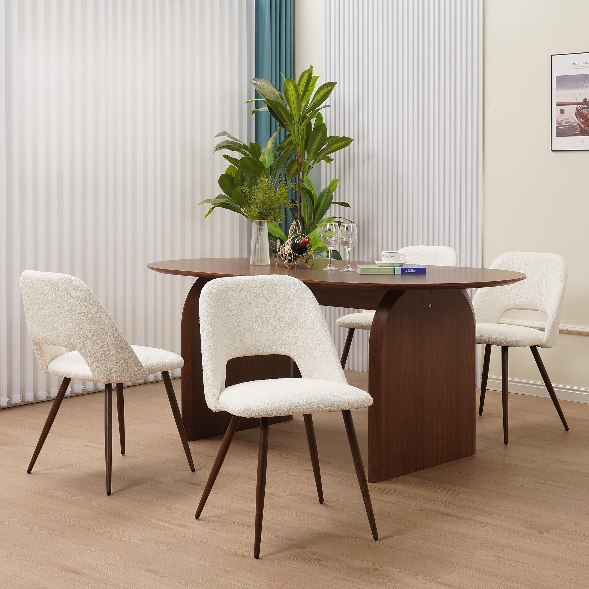 Dining Chairs Set of 2 White Kitchen Chair Set of 4, Upholstered ...