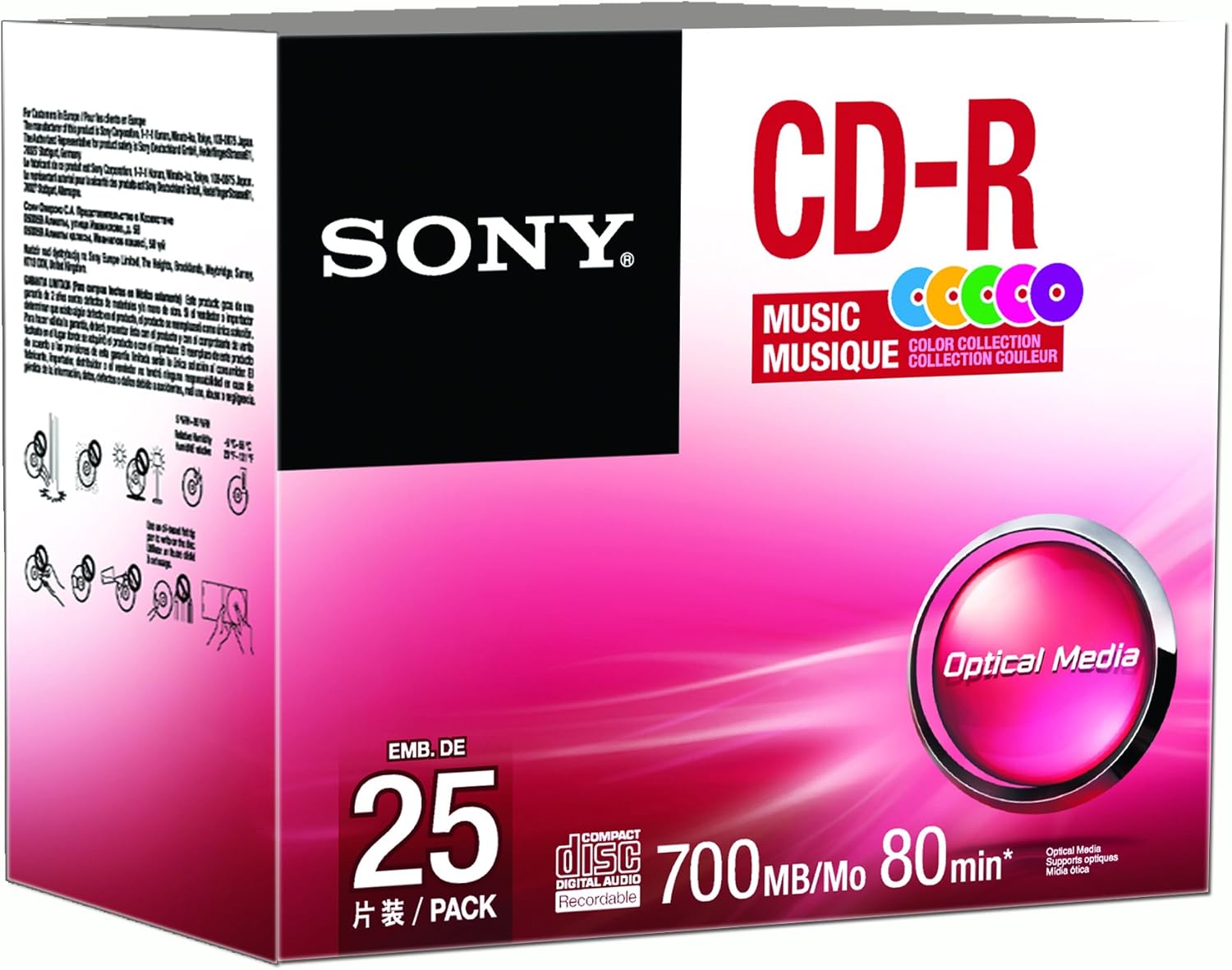 Amazon.com: Sony 25CRM80XS CD-R Audio Color in Color Slim Jewel Cases ...