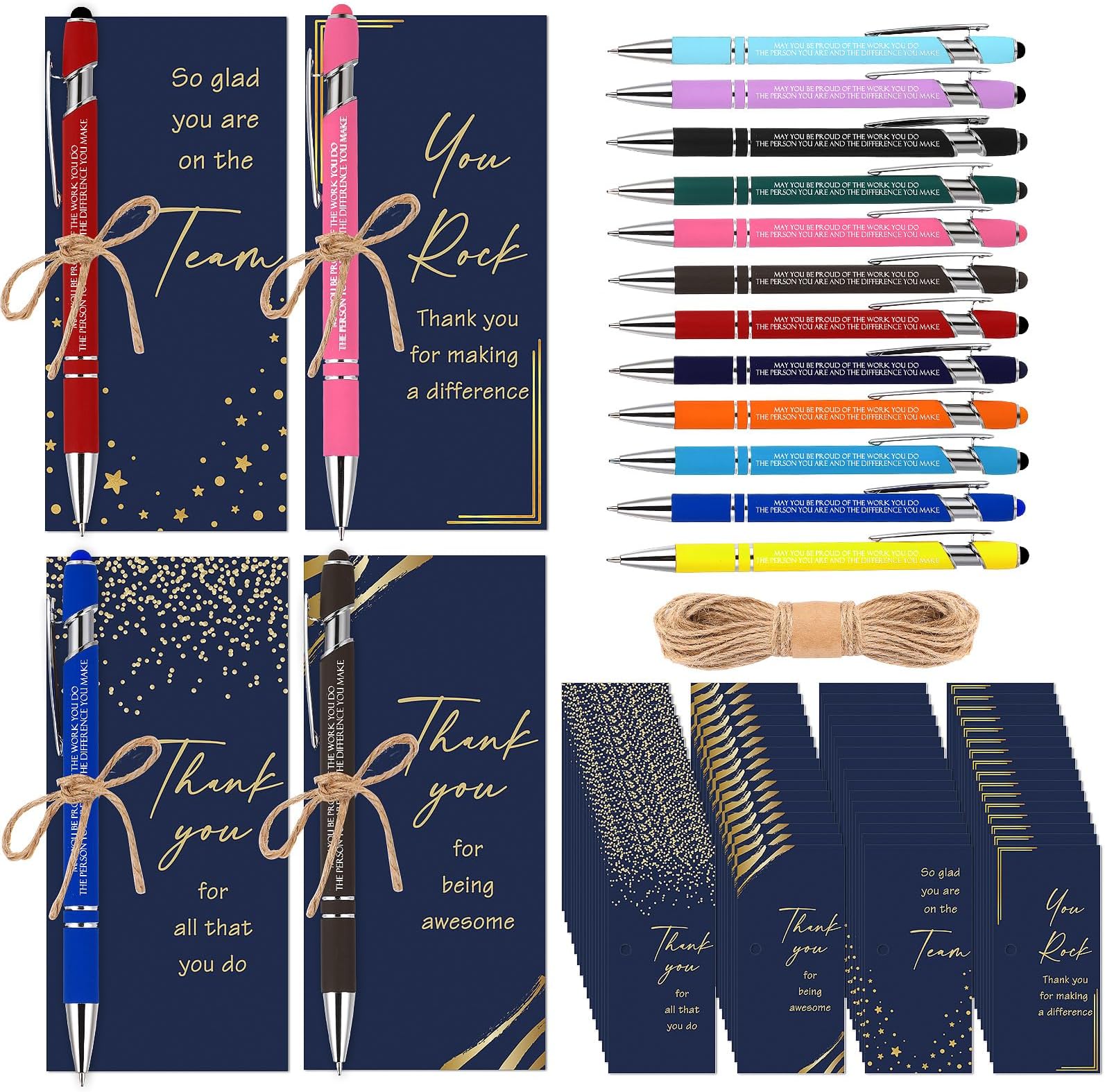 Qilery 24 Set Employee Appreciation Pens Gifts Black Ink Metal ...