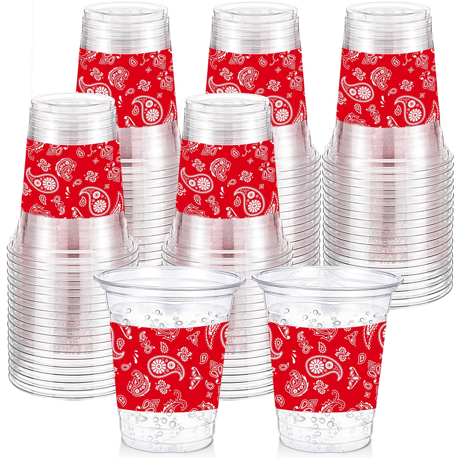 Amazon.com: Funnymoom 60 Pack Cowboy Cup 12 oz Red Bandana Disposable ...