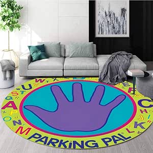 Amazon.com: Round Kids Rug, 6ft, Nursery Handprint Rug，Colorful Letters ...