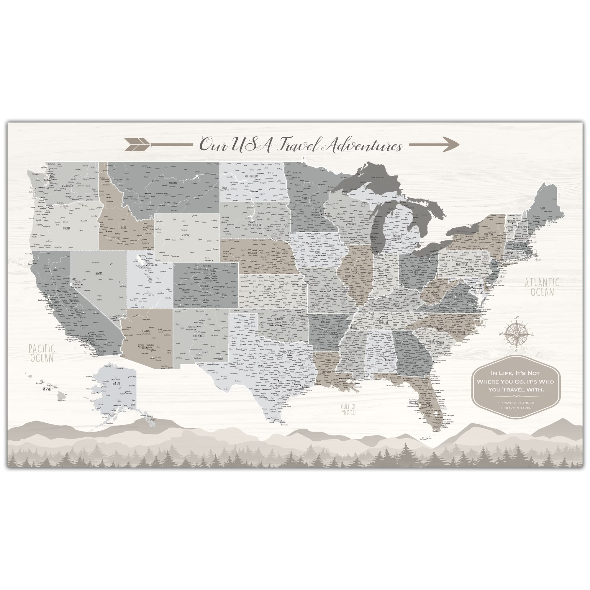Push Pin Travel Maps Personalized New Jersey - Earth Toned - Rustic ...