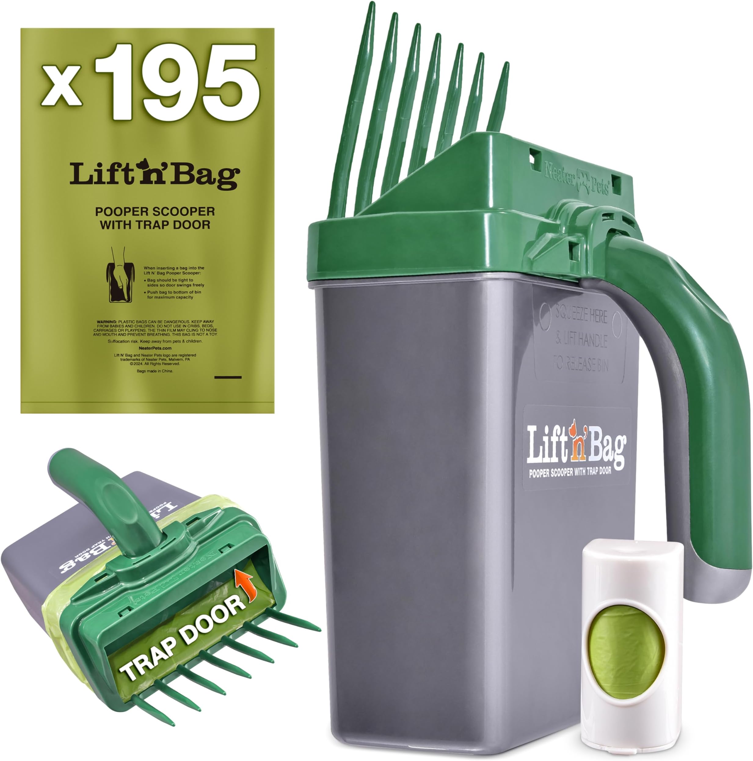 Amazon.com : Neater Pets Lift N’ Bag Trap Door Dog Pooper Scooper with ...