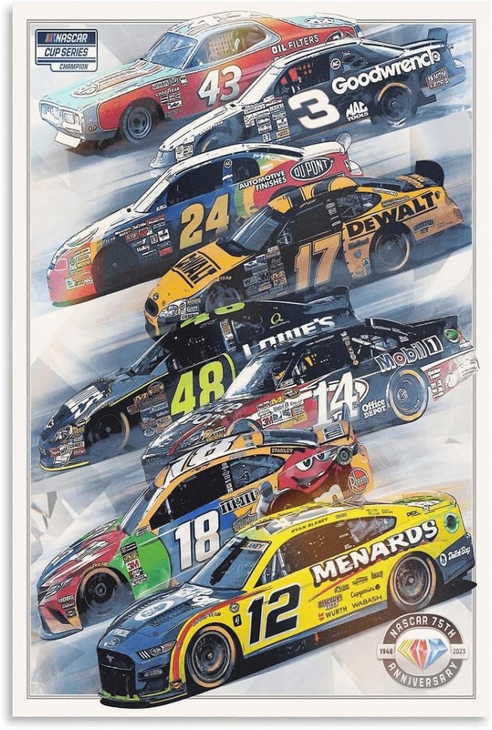 Amazon.com: DEMLIN Nascar Poster Retro Car Posters Man Cave Canvas Wall ...