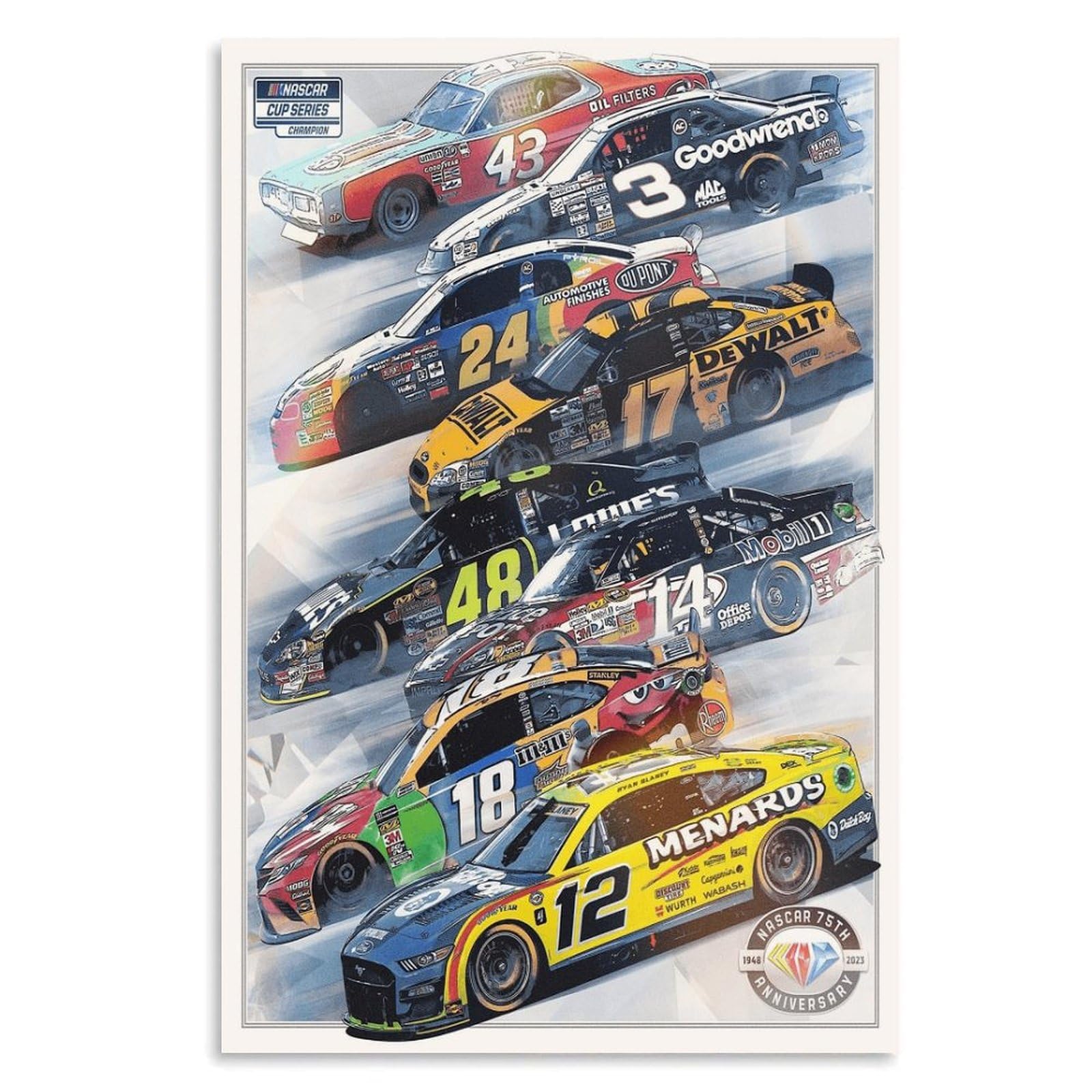 Amazon.com: DEMLIN Nascar Poster Retro Car Posters Man Cave Canvas Wall ...